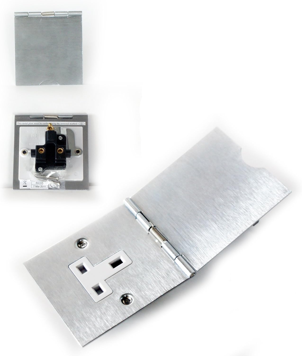 Loops Brushed Steel Single Floor Plug Socket Outlet - 1 Gang UK ...