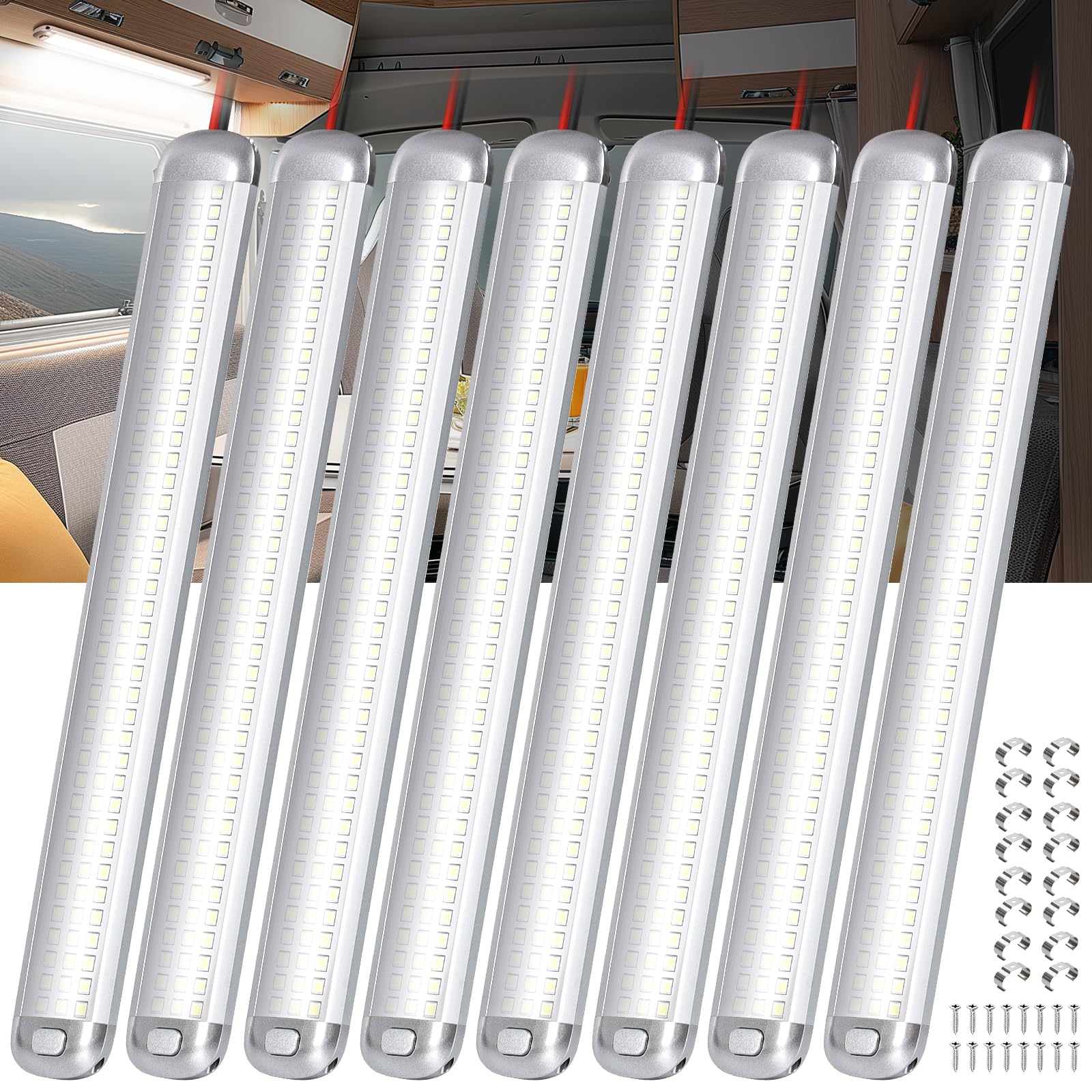 Amazon.com: Aaleds 12v LED Interior Light Bar, 120LEDs 1500LM 8W, DC ...