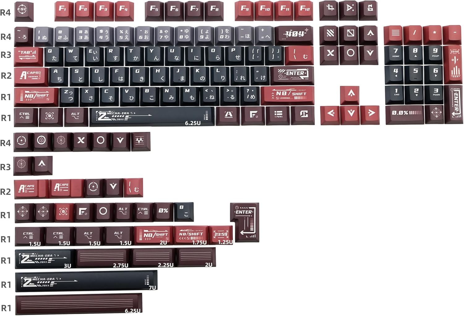 Anime Gundam Keycap Japanese 143 Keys Cherry Profile DYE Sublimation ...