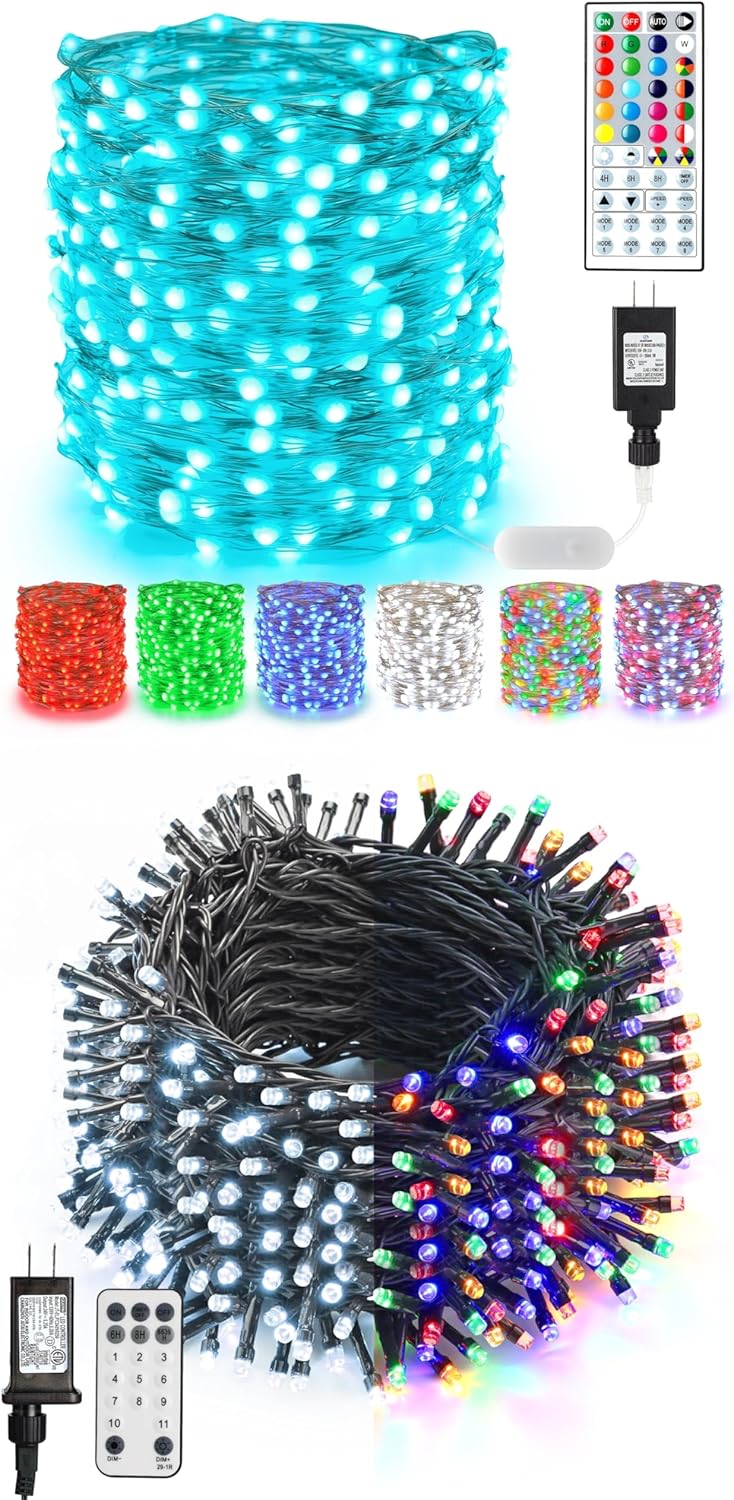 Amazon.com: BrizLabs 66ft 200 LED RGB Color Changing Christmas Fairy ...