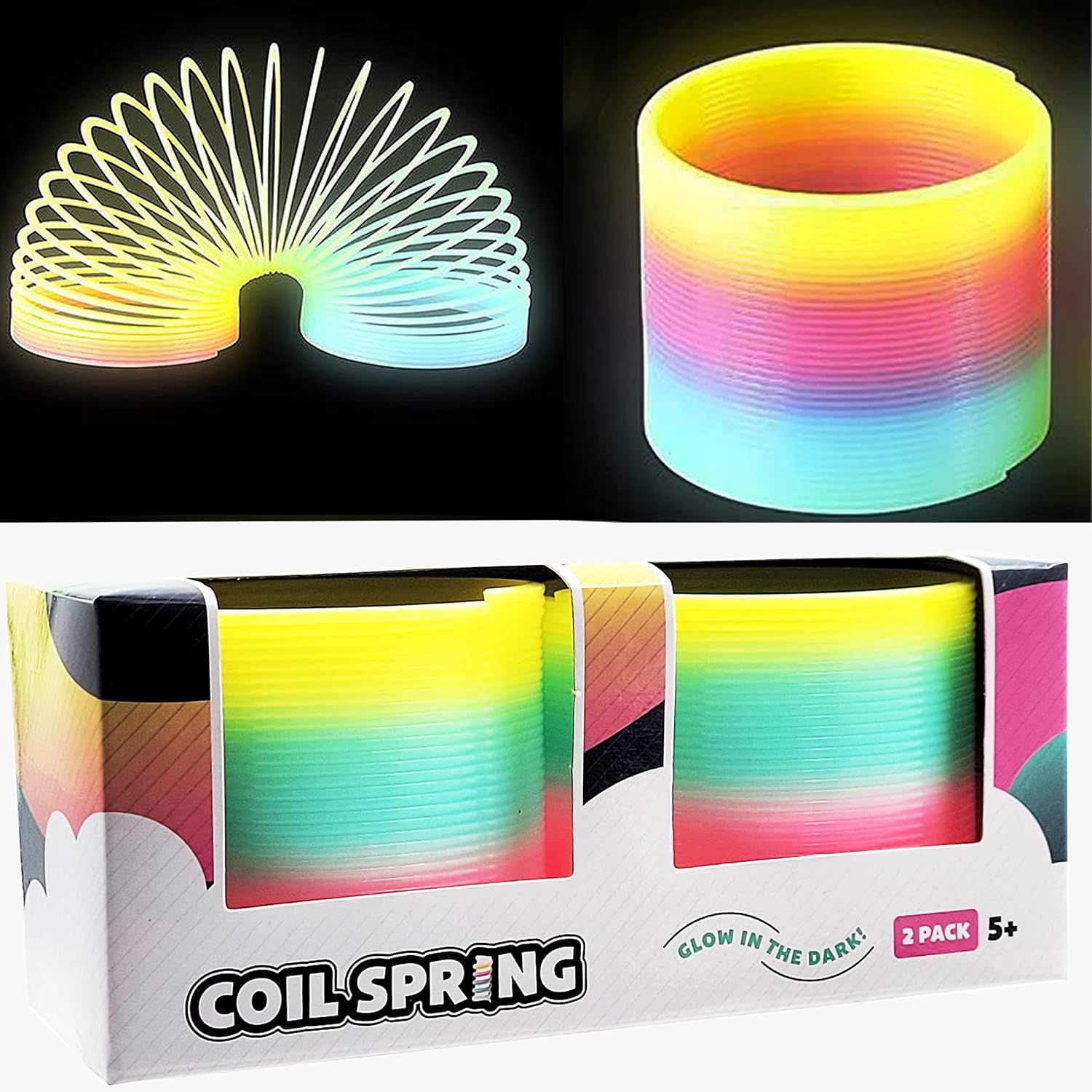 Amazon.com: Plastic Coil Spring, Glow-In-The-Dark Magic Rainbow Slingy ...