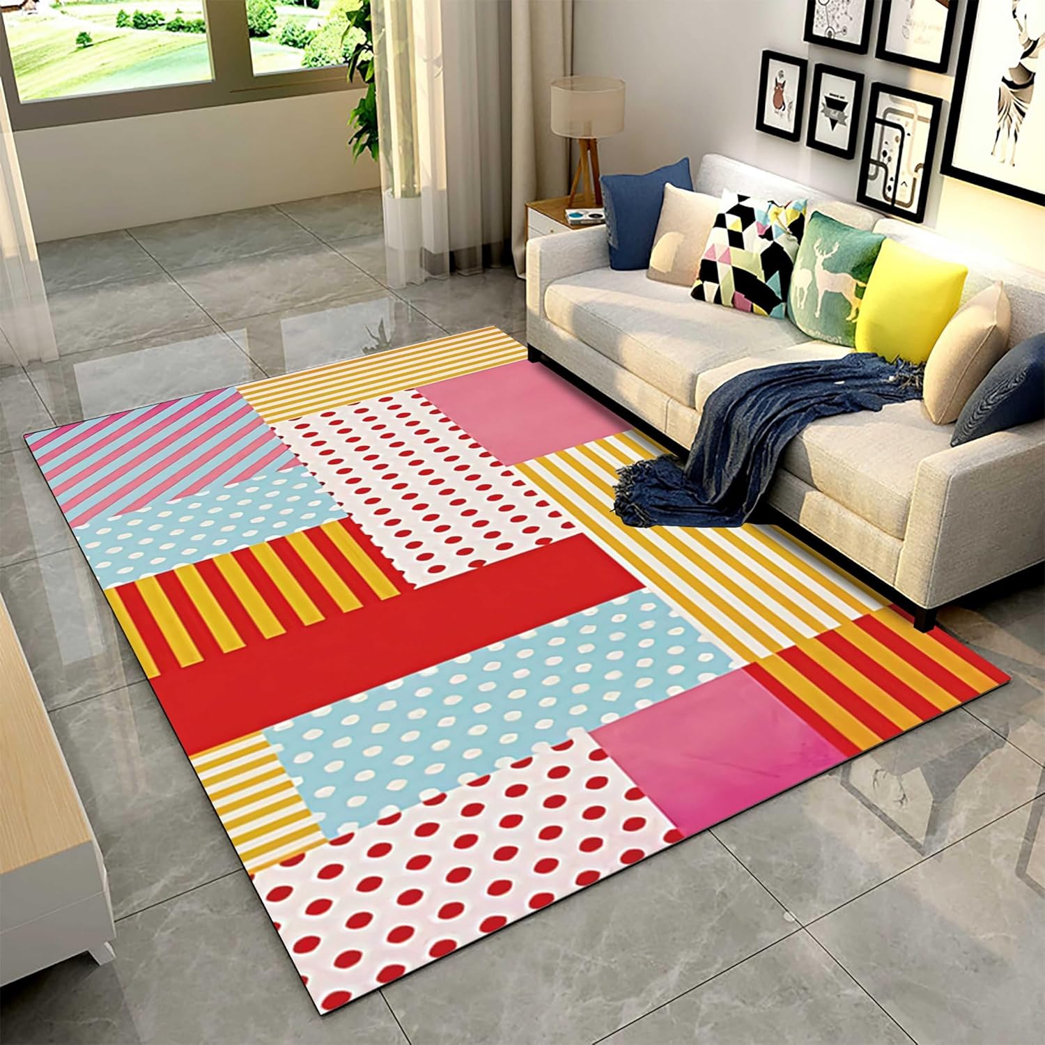 Amazon.com: LHOMKCV Colorful Patchwork Area Rug, 3x5ft, Modern Fantasy ...