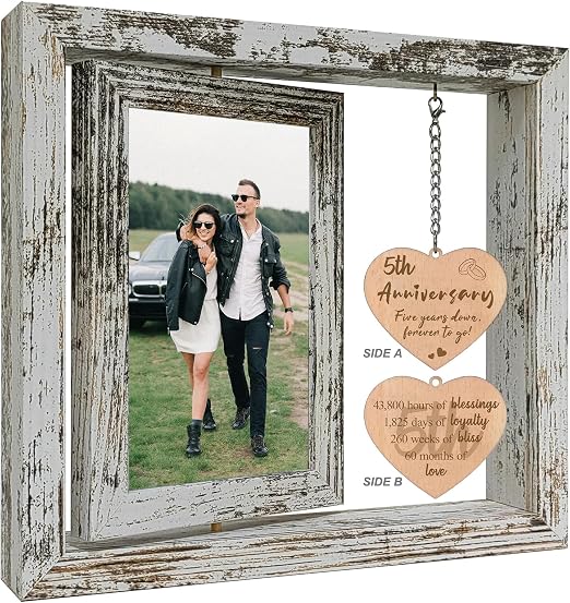 Amazon.com - 5 Year Anniversary Rotating Picture Frame for Her, Wood ...