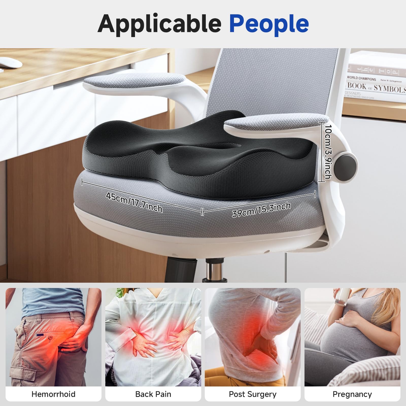 Snapklik.com : Memory Foam Office Chair Cushion, Ergonomic Seat Cushion ...