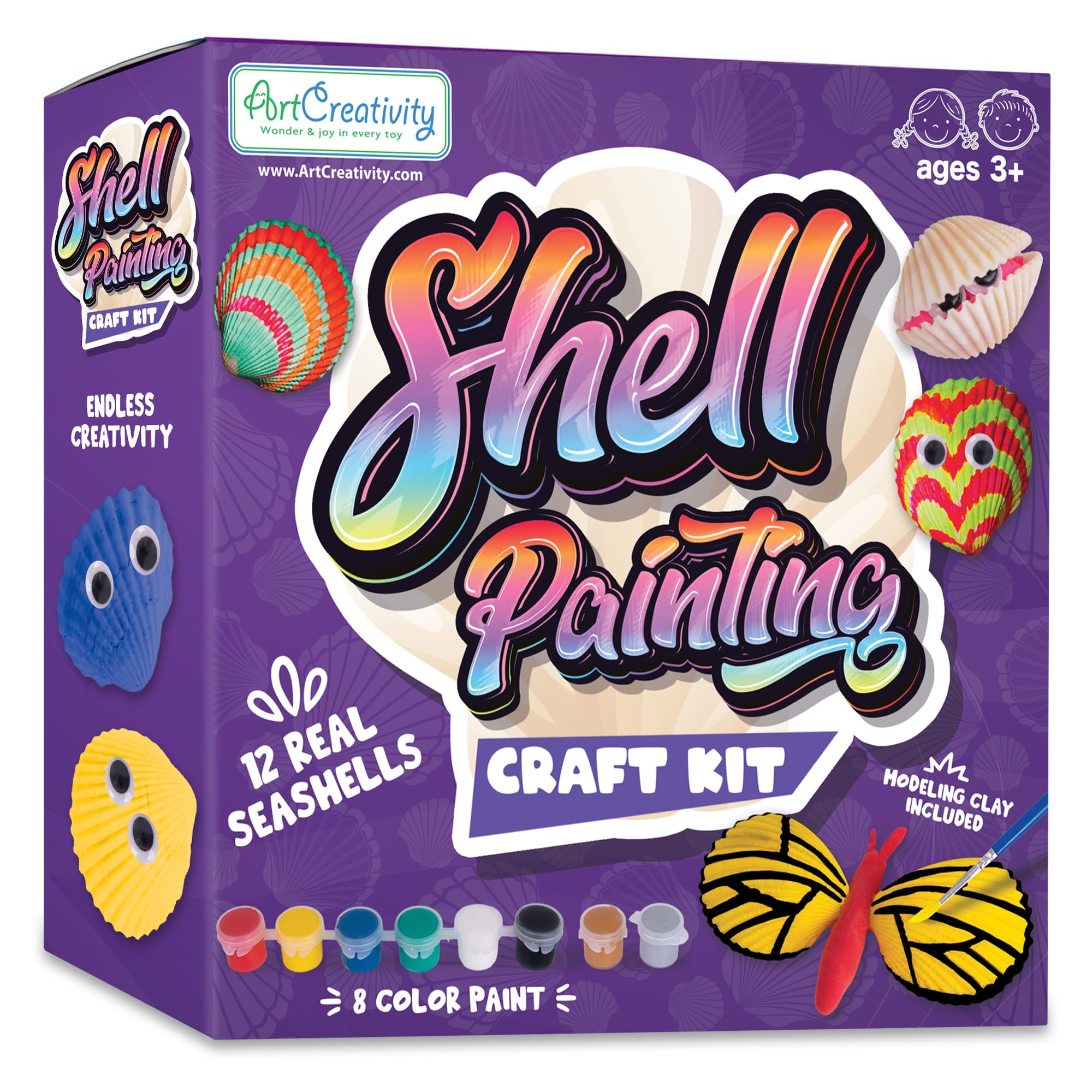 Amazon.com: ArtCreativity Seashell Painting Kit for Kids - Sea Shell ...