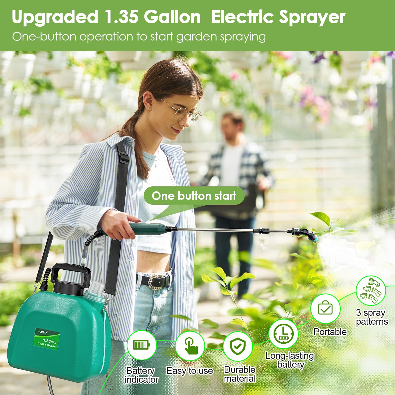 Snapklik.com : Battery Powered Sprayer 1.35 Gallon, Upgrade Electric ...