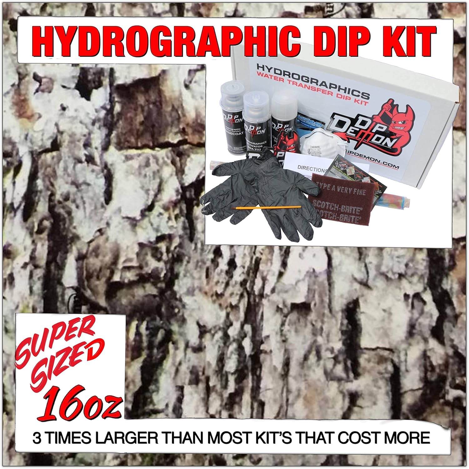 Amazon.com: Hydrographic Dip Kit Forest Ghost Tree Bark 16oz dip demon ...