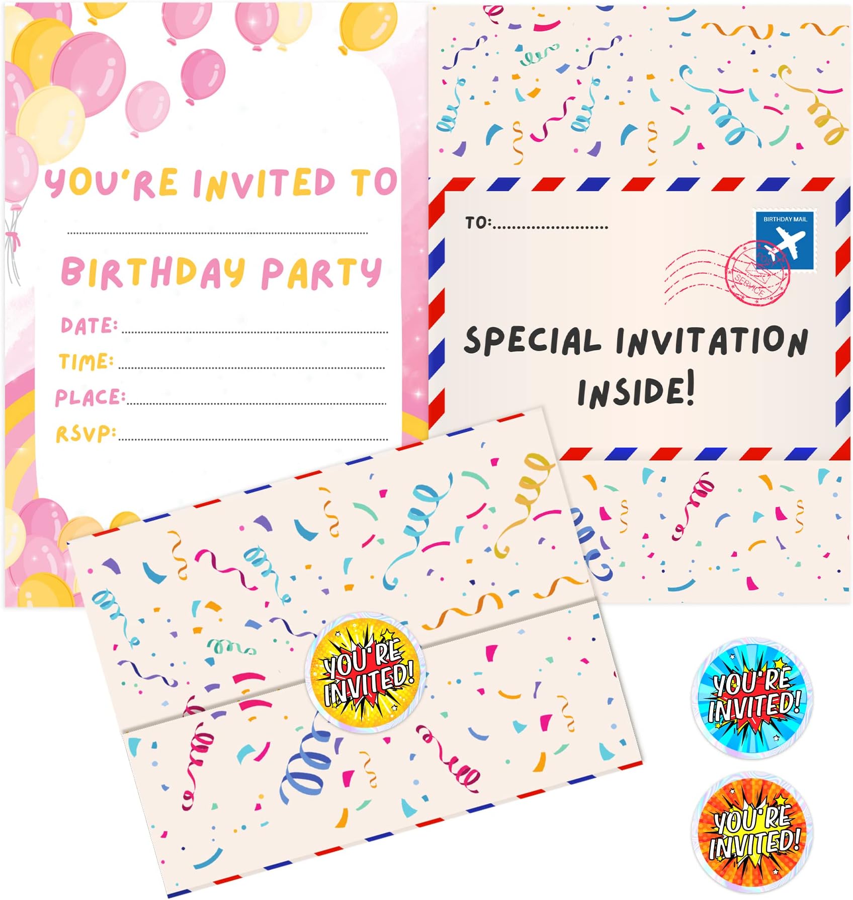 BestaFiesta 36 Girls Party Invitations Childrens Birthday Party ...