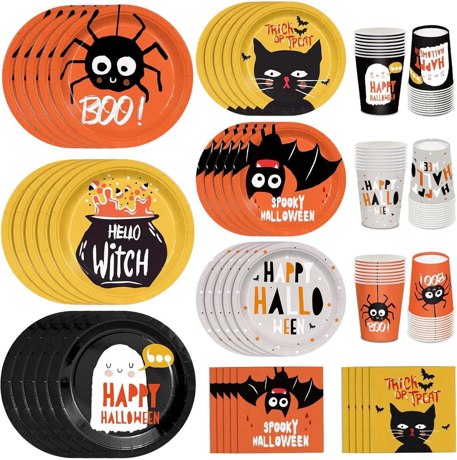 Amazon.com: Halloween Party Plates and Napkins 121pcs Halloween Boo ...