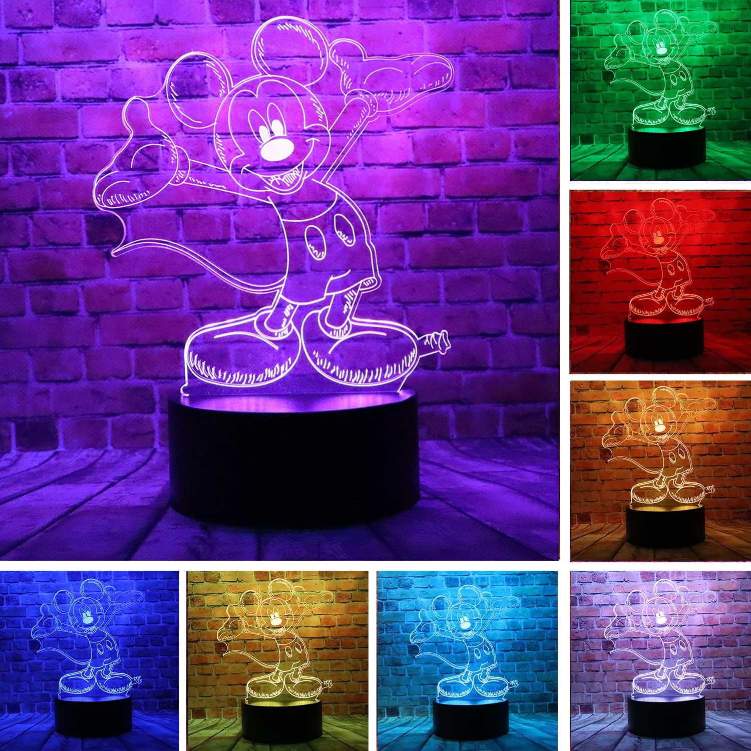 ganaixin Cute Mickey Minnie Mouse Mice Figurines Fairy Light Anime ...