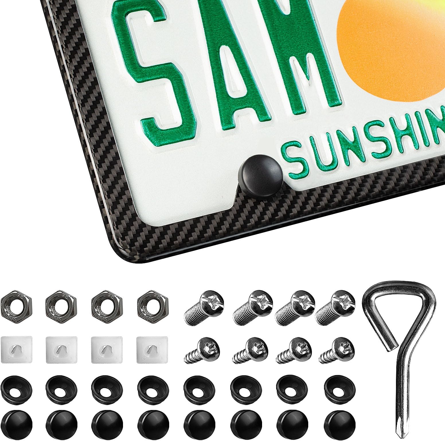 T-carbon Real Carbon Fiber License Plate Frame, Slim Edge License Plate ...