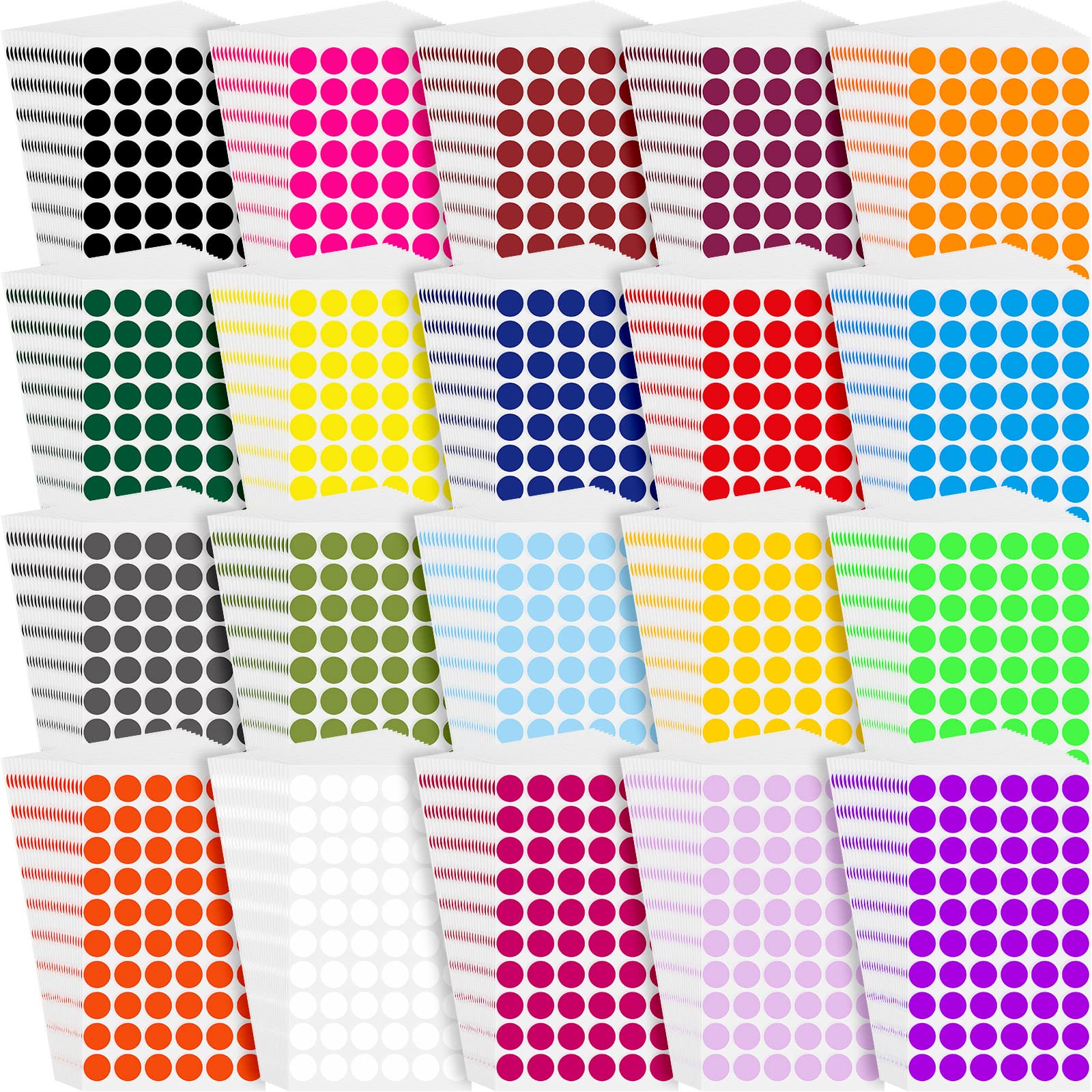 Snapklik.com : 24000 Pcs 1/2 Inch Round Colored Circle Dot Sticker ...
