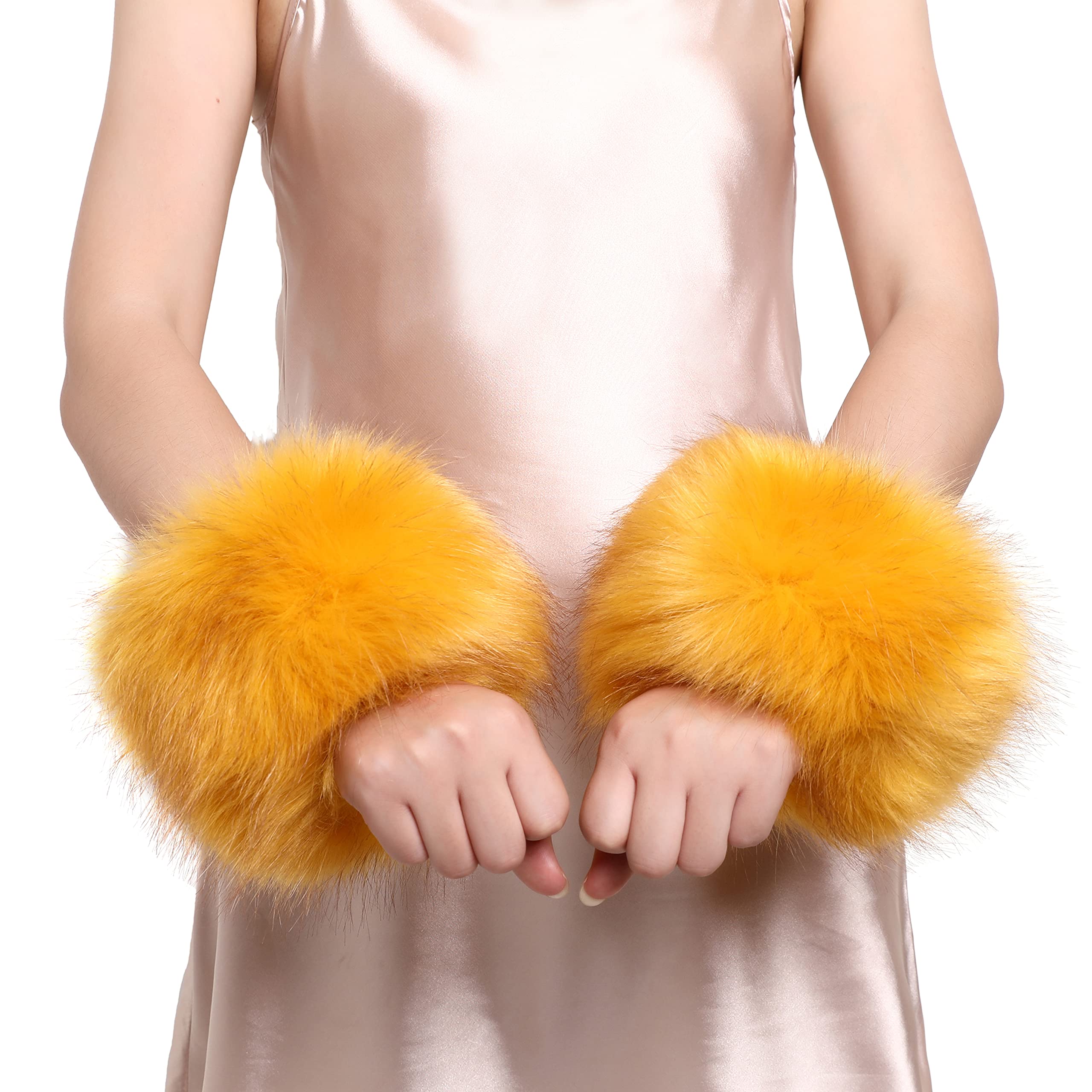 Snapklik.com : Dikoaina Faux Fur Wrist Cuffs- Winter Furry Bands Fox ...