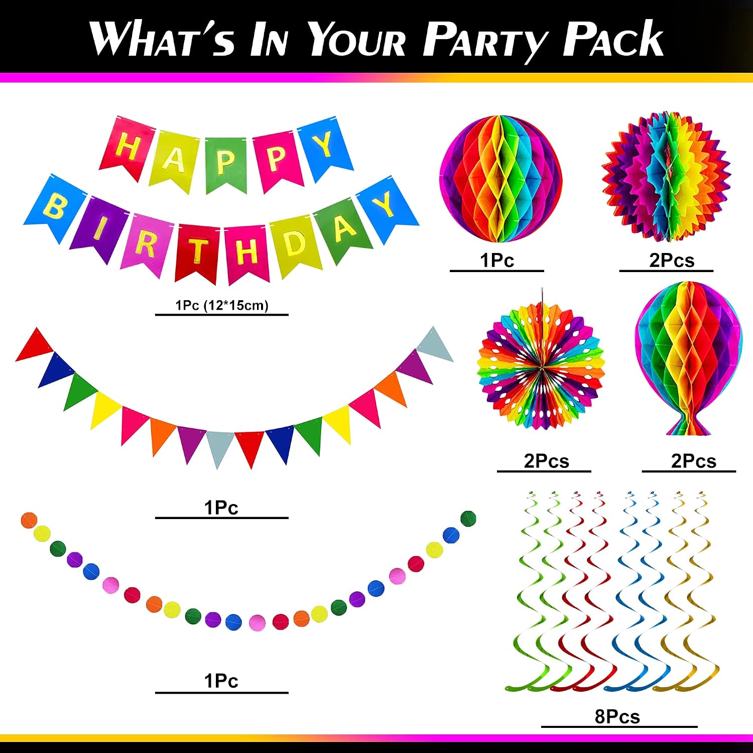 AHC Happy Birthday Banner, Rainbow Happy Birthday Banner, Reusable ...