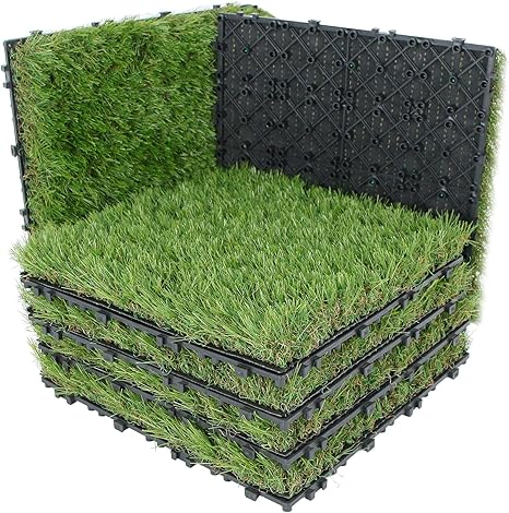 Amazon.com: XLX TURF Interlocking Artificial Turf Grass Tiles, Fake ...