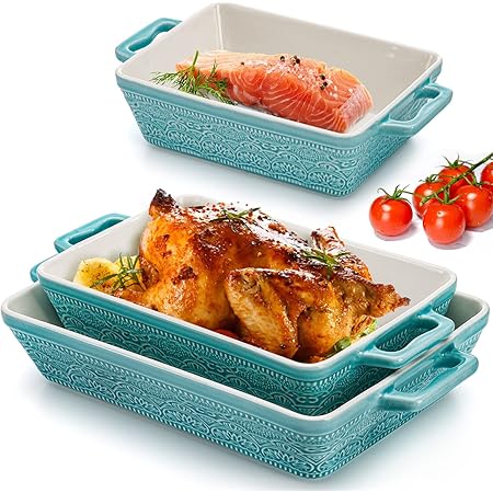 Amazon.com: MALACASA Bakeware Set of 4, Porcelain Baking Pans Set for ...
