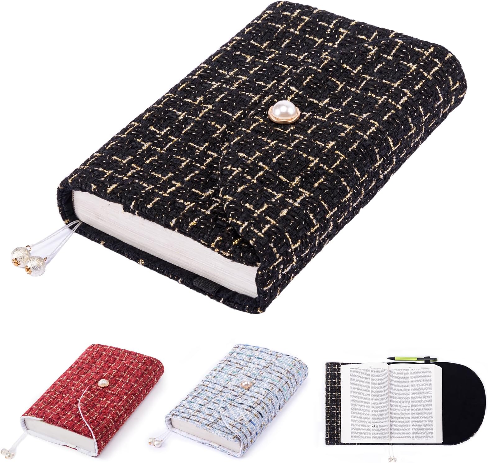 Amazon.com: Fabric Book Covers for Women with Pencil Case, Washable ...