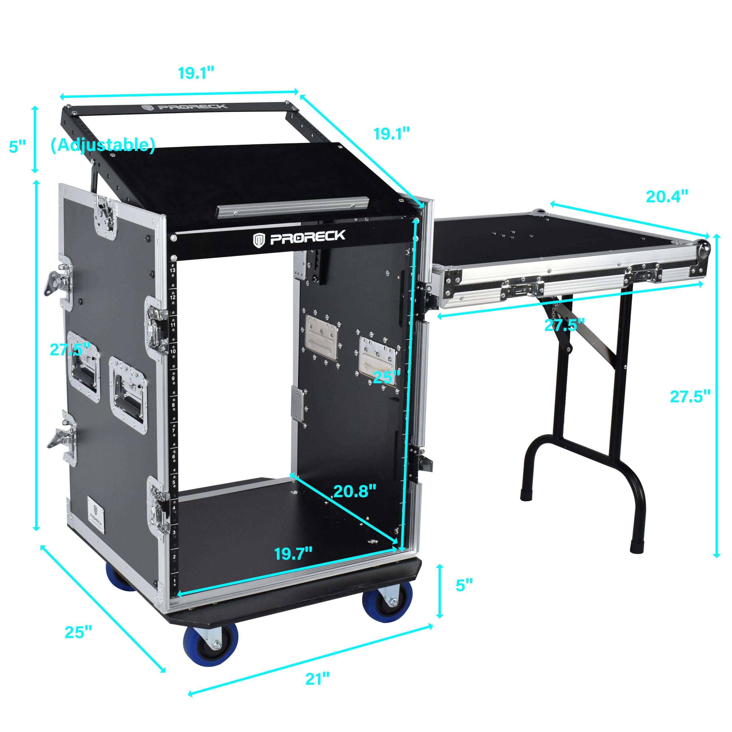 Road ATA Case For Audio Equipment 14U PA DJ Rolling Rack Case With ...