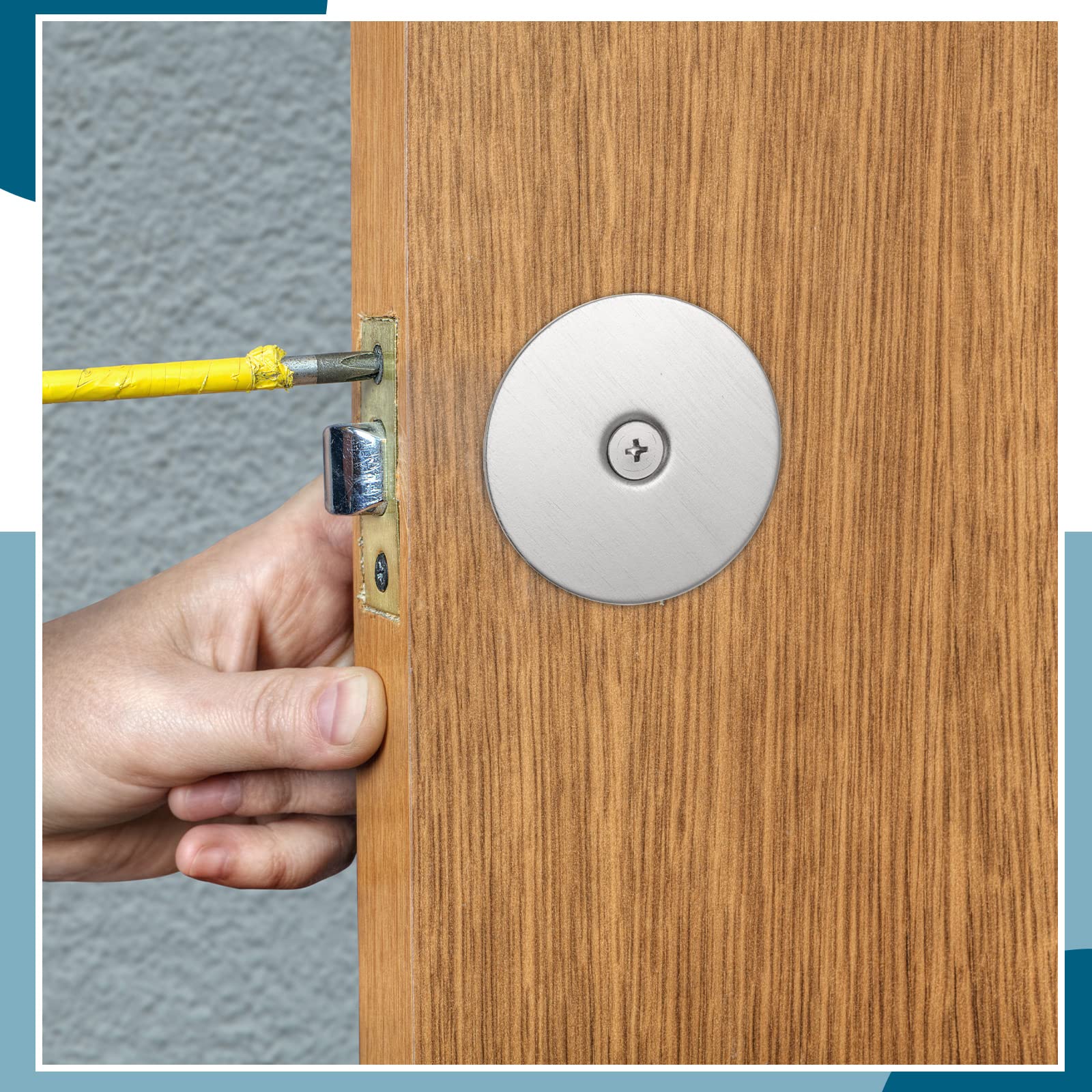 Stainless Steel Door Hole Filler Plate Security Cover 2 Set Door Hole ...