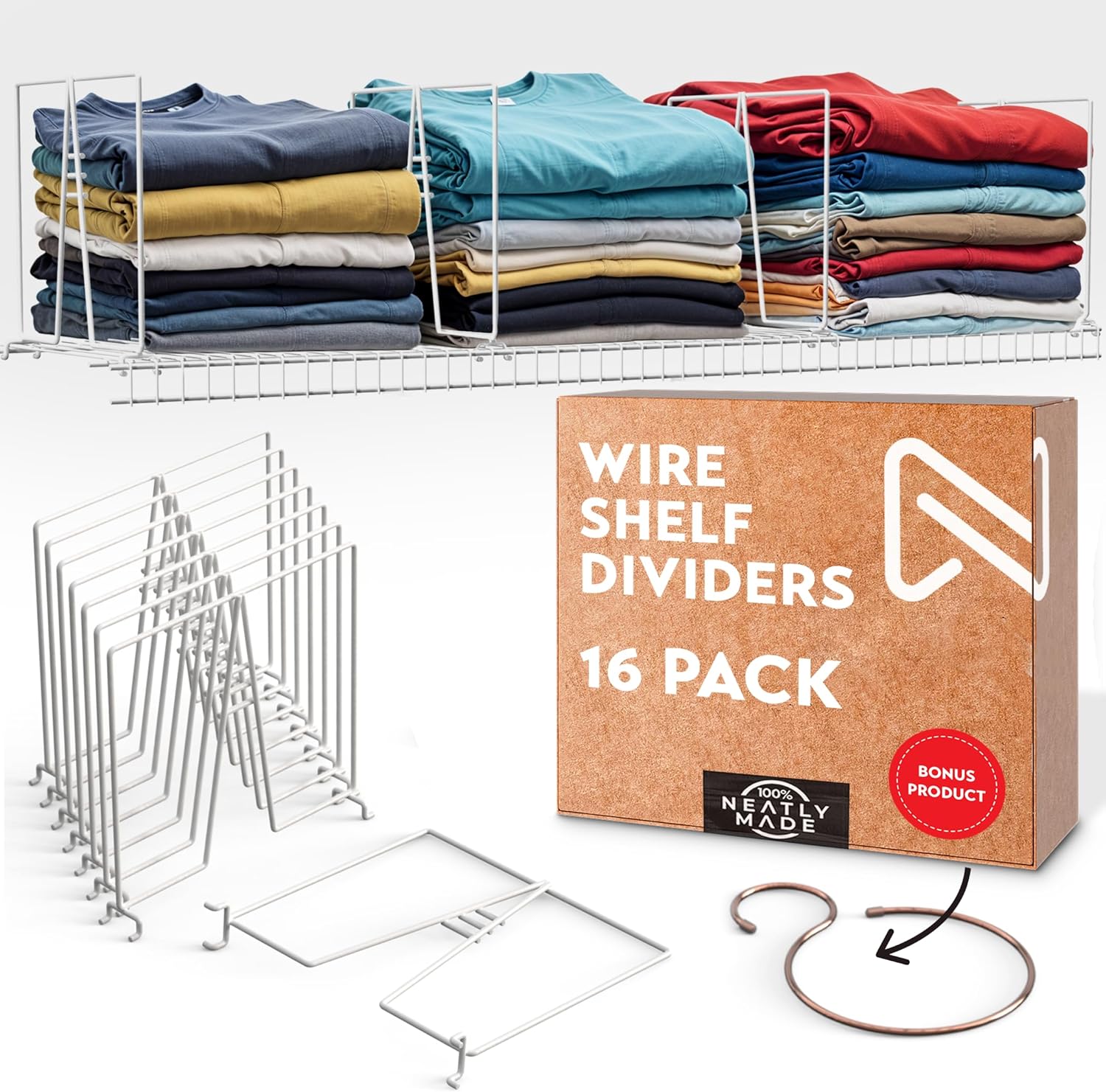 Amazon.com: Neatly Made Tall White Wire Shelf Dividers for Closet ...