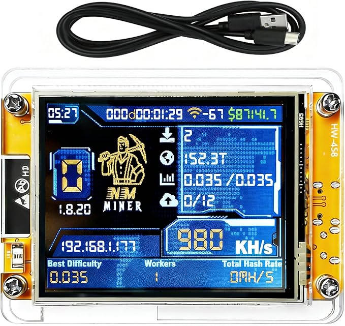Amazon.com: 980KH/S NM Bitcoin Miner 2.8" Screen Smart Display BTC Solo ...