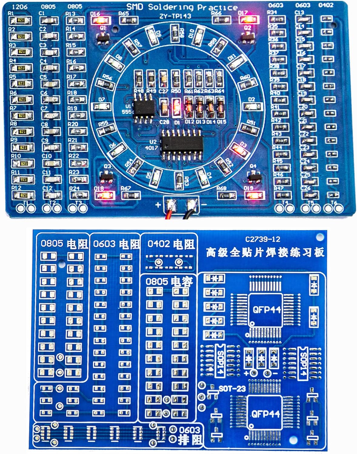 Soldering Practice SMD Circuit Board Rotatable LED Welding Kit PCB ...