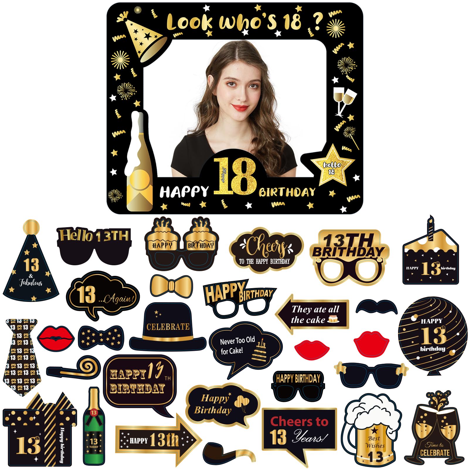 Black Gold 18th Brithday Party Decorations Girls Boys,Giant Inflatable ...
