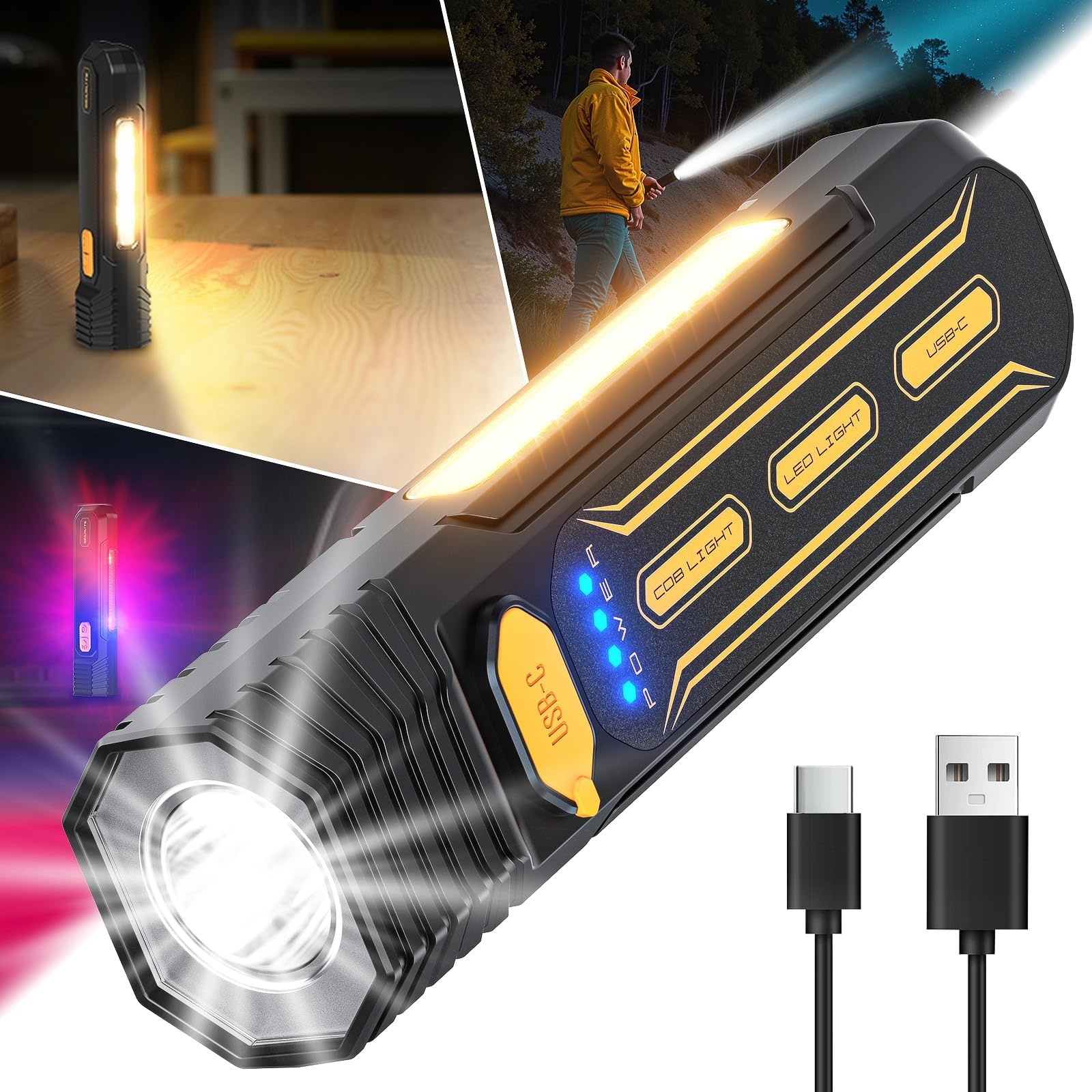 GEARLITE LED Torch Rechargeable, 6 Modes Torches LED Super Bright ...
