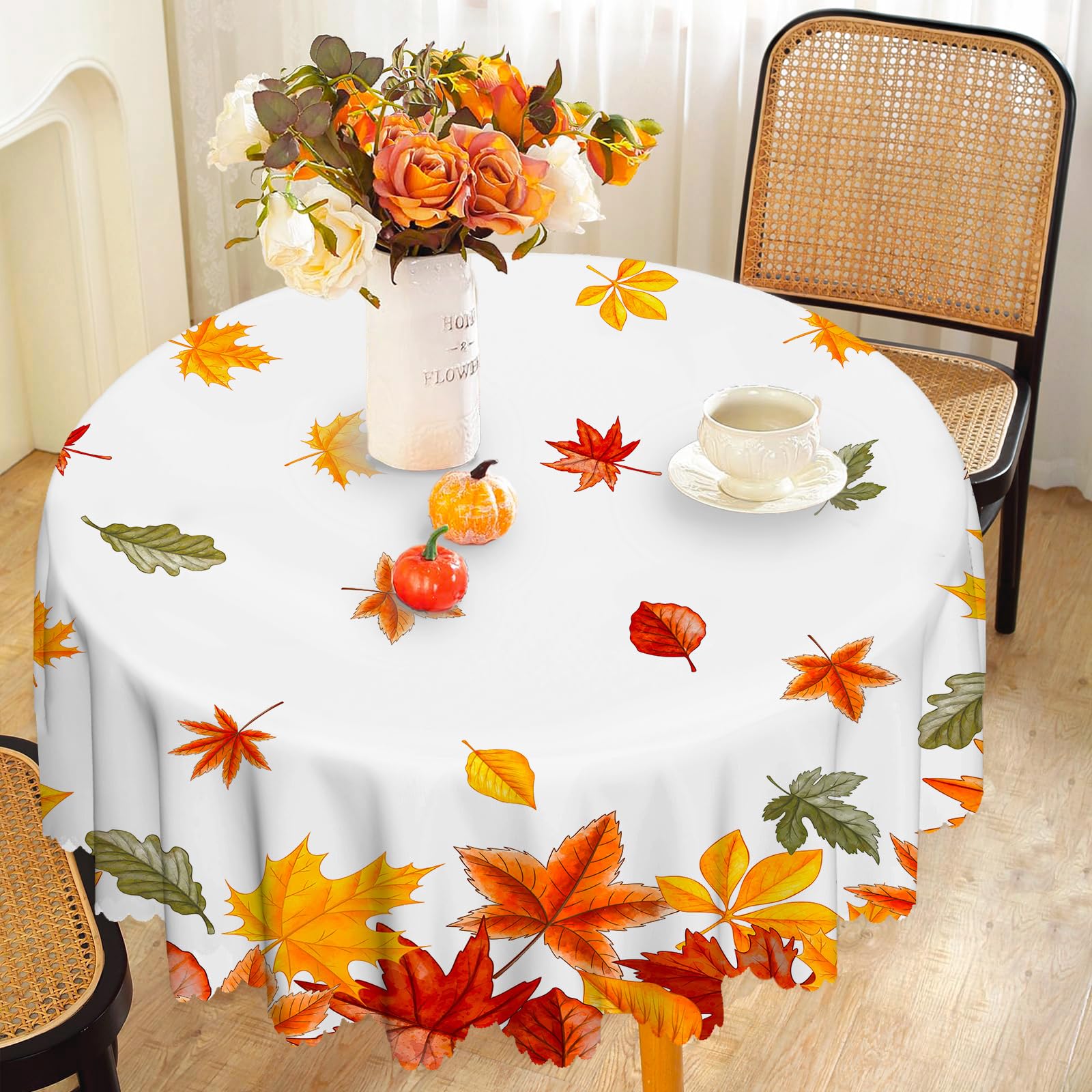 Amazon.com: Arroganttiom Round Tablecloth 60 inch, Fall Halloween Round ...