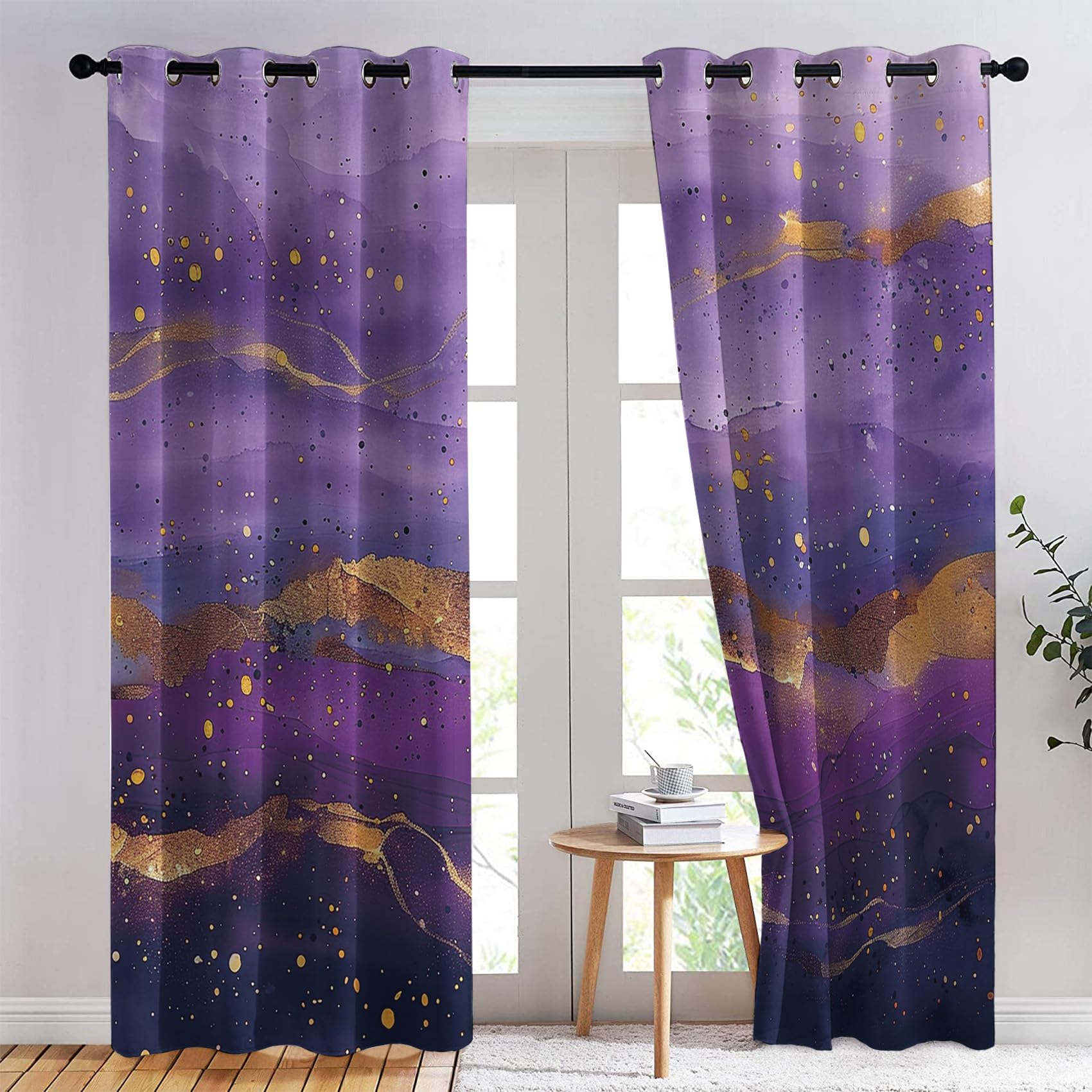 Cortinas Moradas Y Doradas