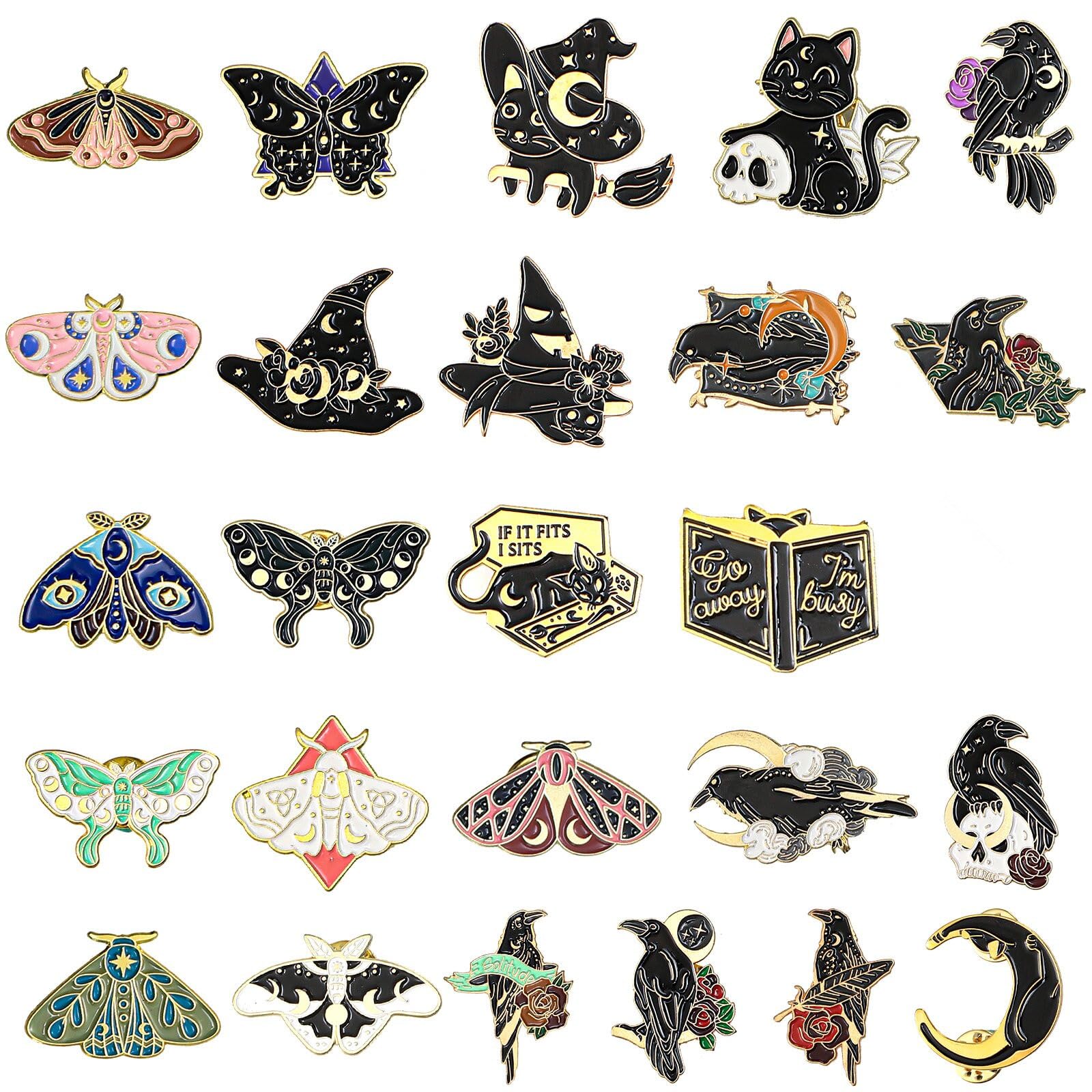 Amazon.com: 26 Pcs Butterfly Pins Set Cute Backpacks Pins Cats Black ...
