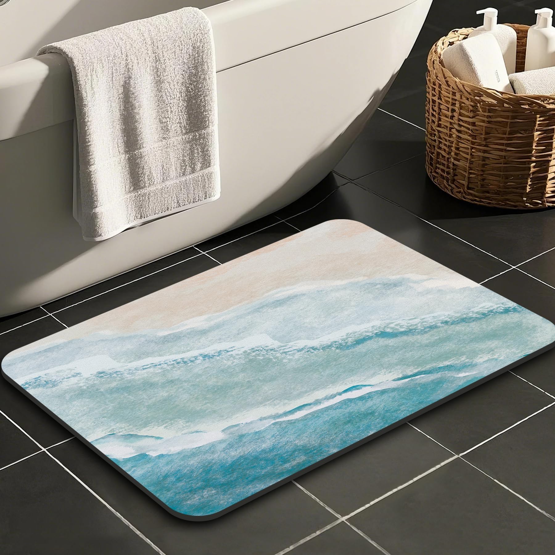 Amazon.com: Thick Kawaii Bathroom Rug Irregular Wave Pattern Cute ...