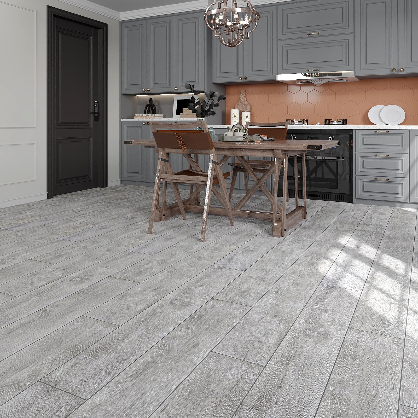 Ash Light Gray Vinyl Plank Flooring COREtec Soft Step Premium 01024