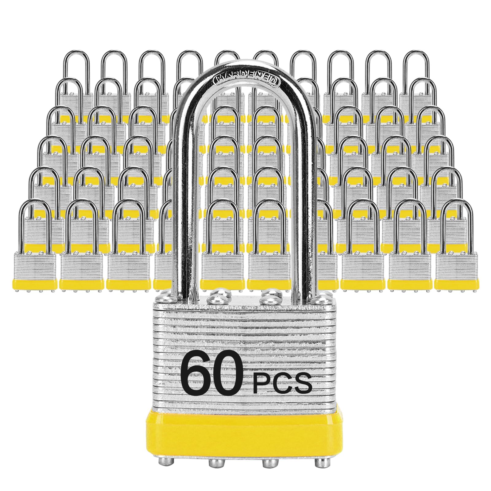 Padlocks with Same Key, LQYN 60 Pcs Laminated Keyed Padlock (1-9/16 ...