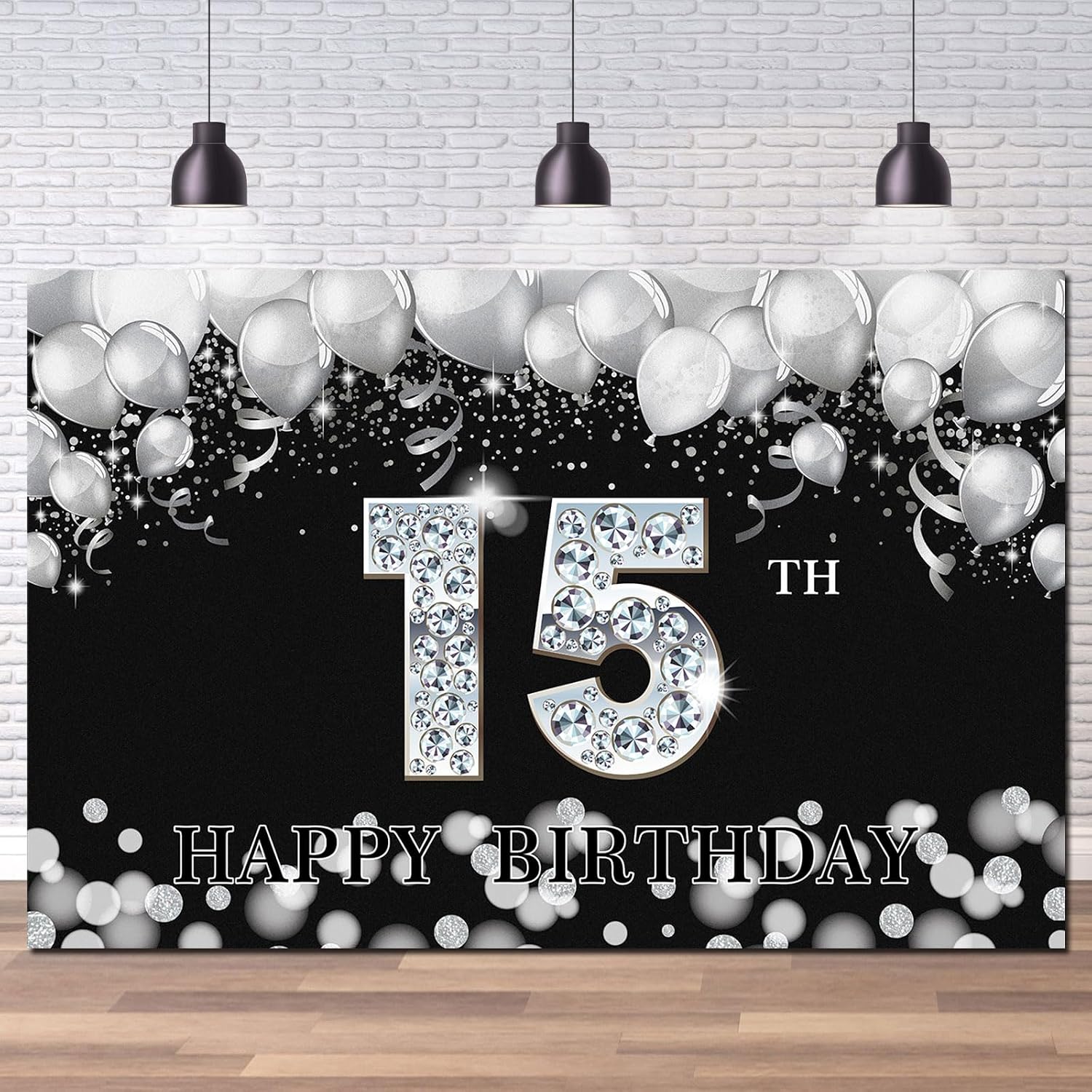 Amazon.com: Happy 15th Birthday Backdrop, Fifteen Years Old Birthday ...