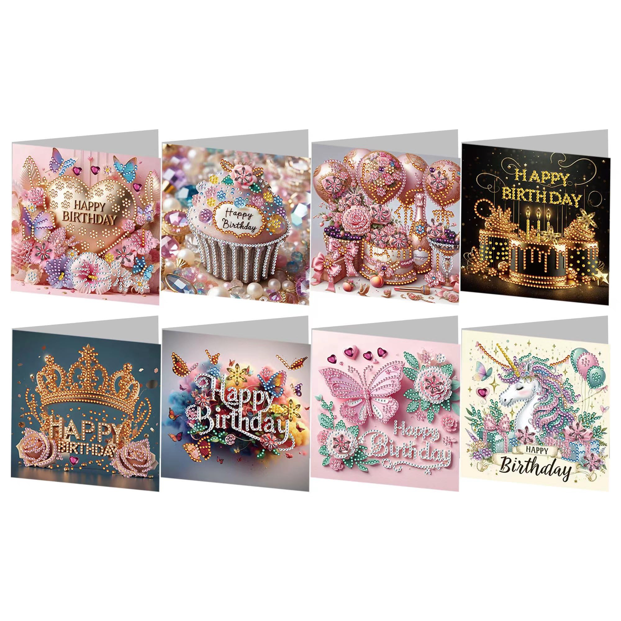Amazon.com : JBTM24 8 Pack 5D DIY Diamond Painting Greeting Card Kit ...