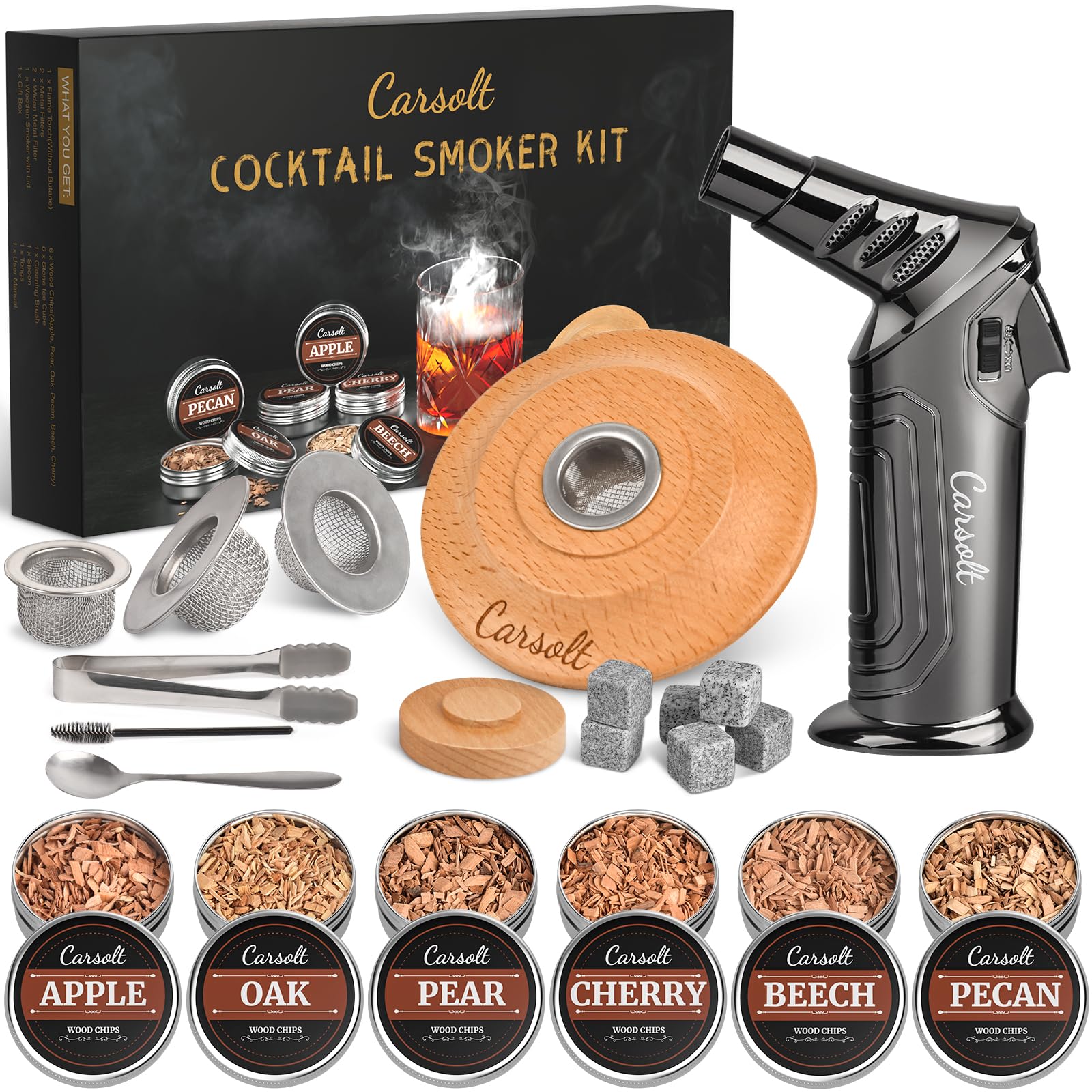 Amazon.com: Cocktail Smoker Kit with Torch - 6 Flavors Wood Chips, 4 ...