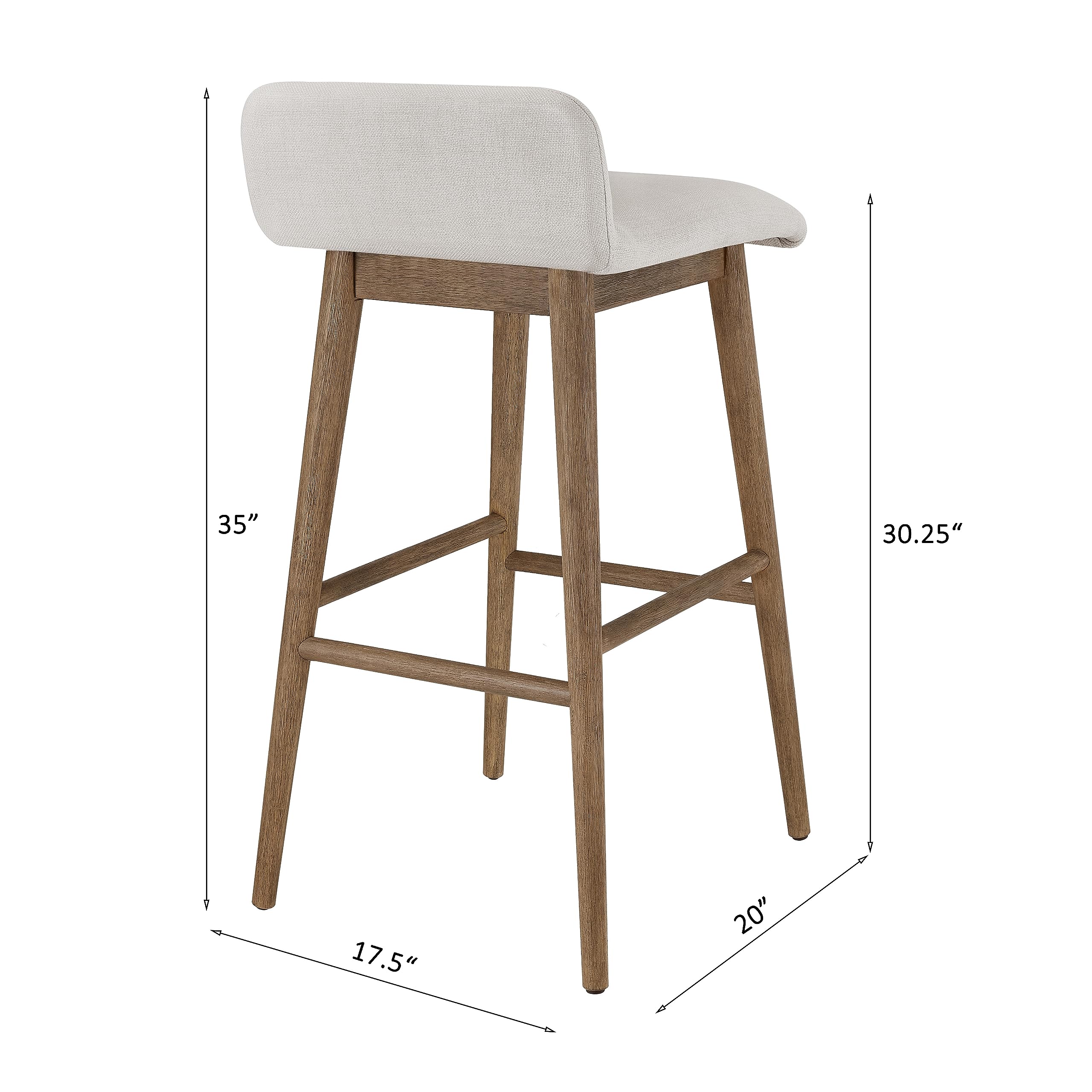 Ball & Cast Upholstered Pub Height Bar Stools 30 inch Low Back Wooden ...