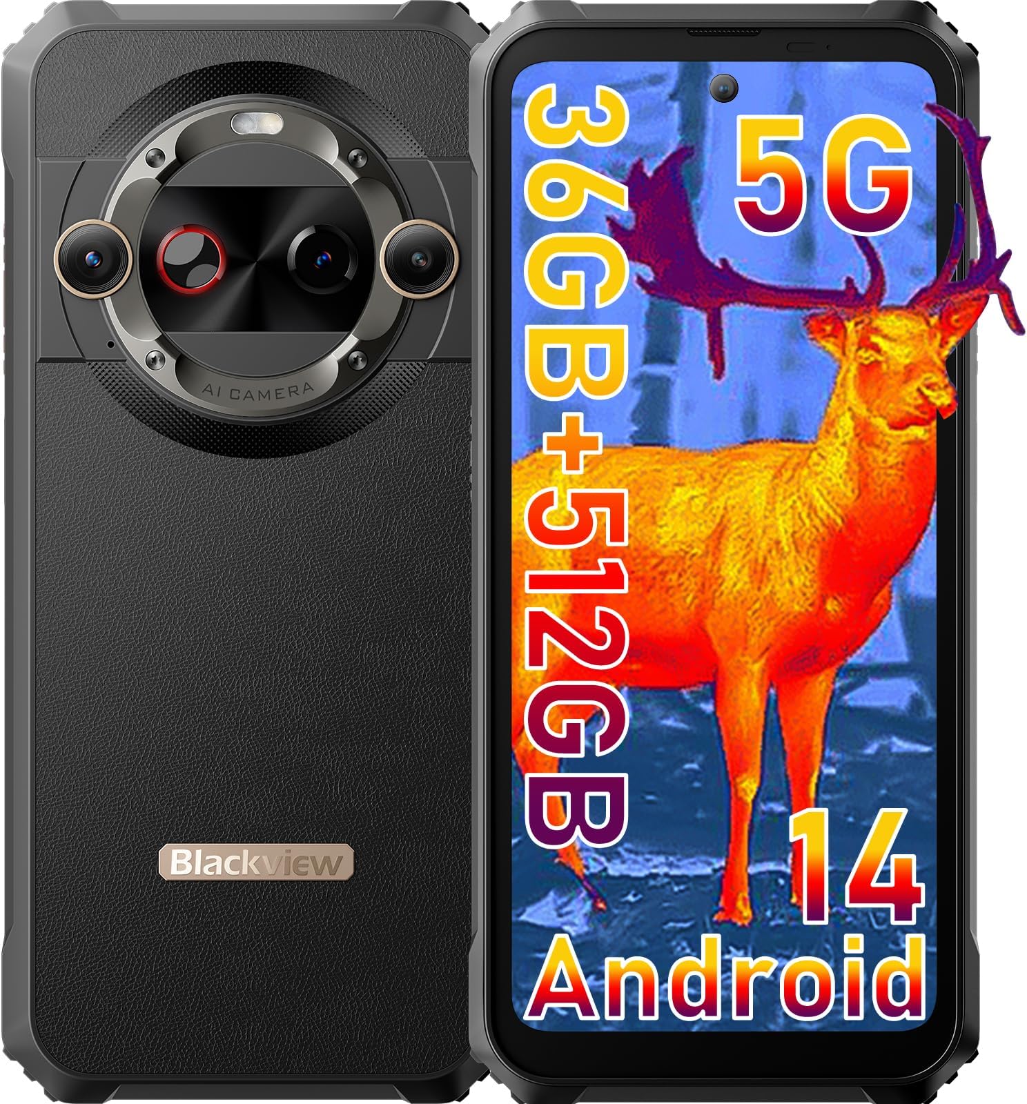 Blackview BL9000 Pro Rugged Smartphone 5G, FLIRe Lepton 3.5 Thermal Camera, Android 14 Rugged ...