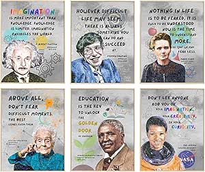 AUNMER Famous Scientists Motivational Wall Art Posters for Classroom ...