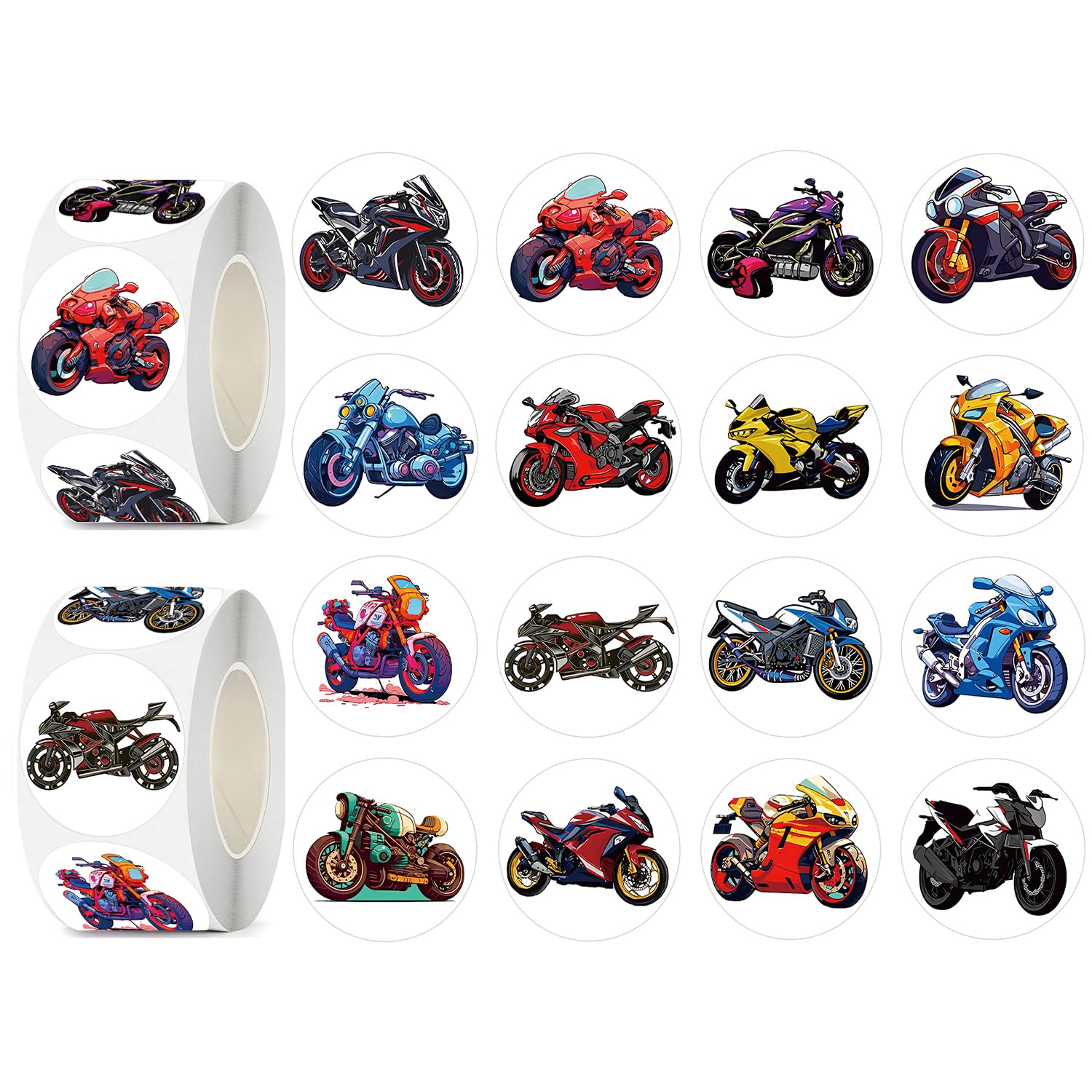 Amazon.com: UVUXO 600 Pcs Motorcycle Stickers Rolls for Kids-Round 1.5 ...