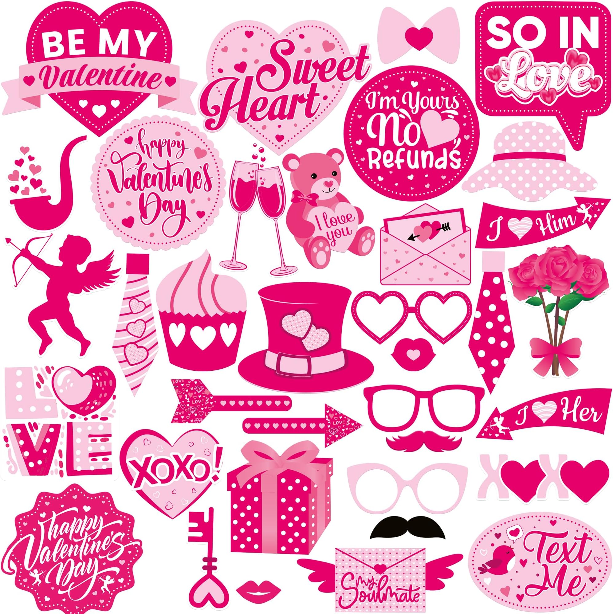 Amazon.com: KatchOn, Pink Valentines Photo Props - Pack of 35 ...