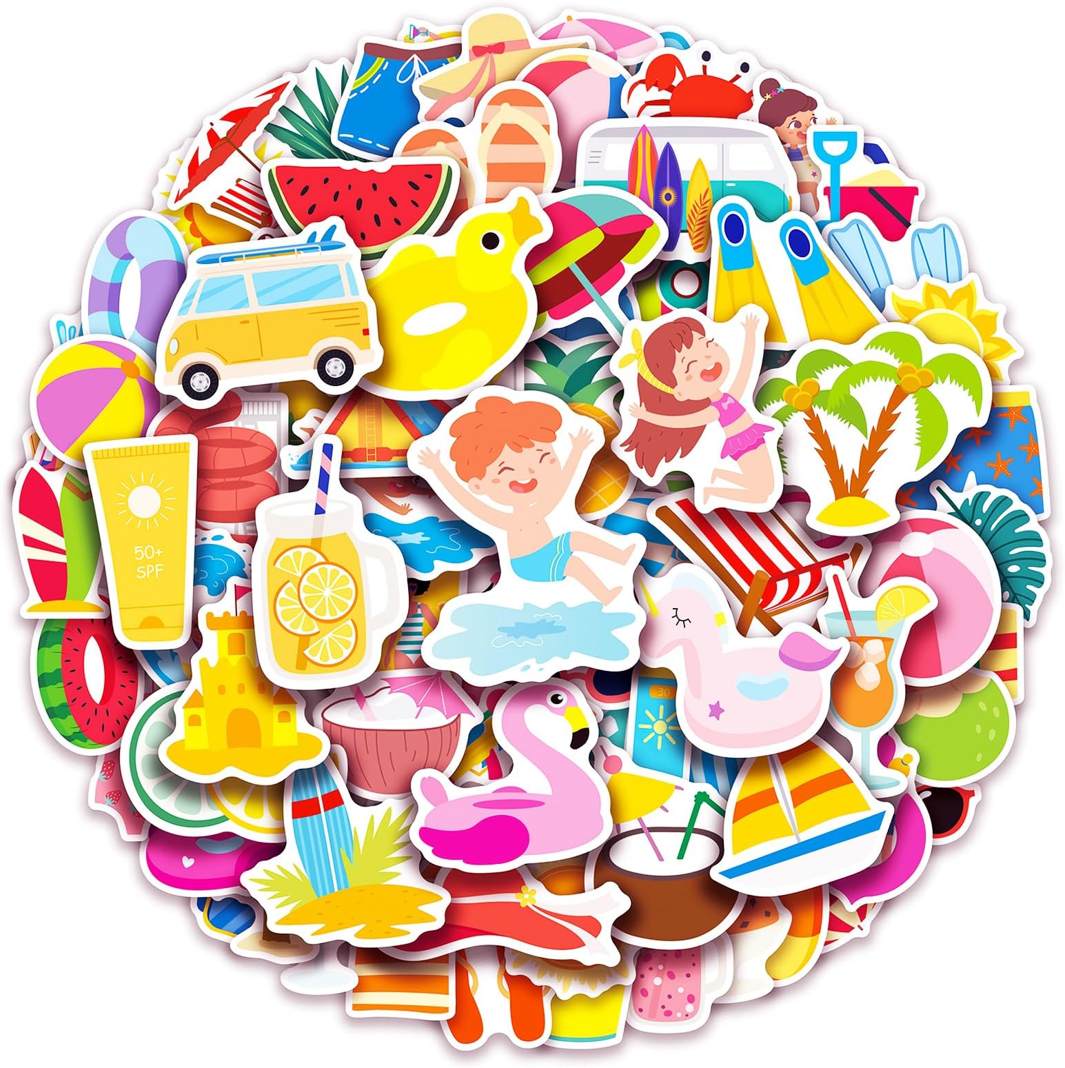 Amazon.com: 100 Pack Pool Beach Stickers, Summer Party Favors, Birthday ...