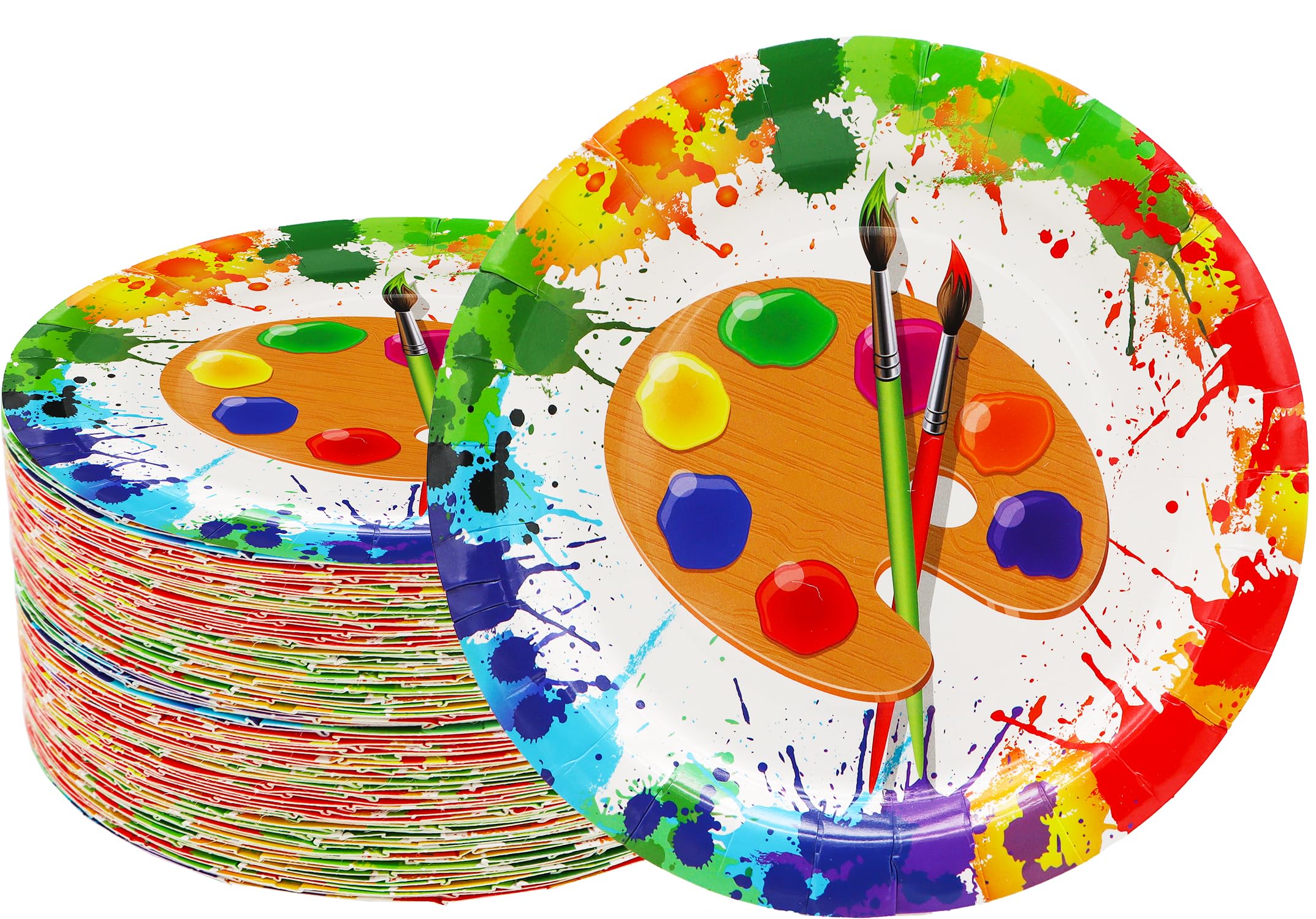 Amazon.com: GOGUOGOFA 50 Pcs Art Paint Paper Plates Art Painting Party ...
