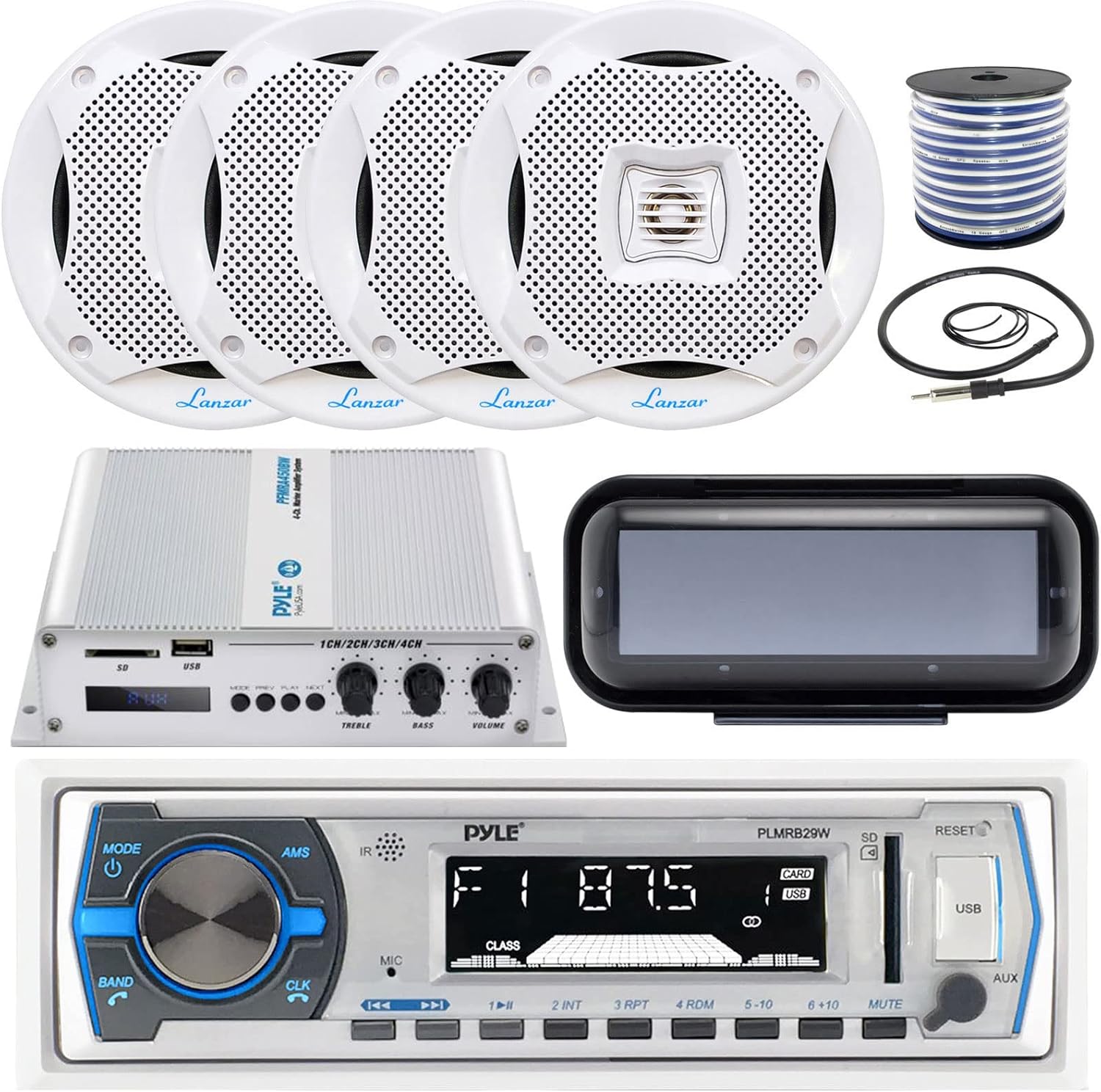 Amazon.com: Pyle in-Dash Marine Boat AM/FM USB AUX Radio Headunit ...