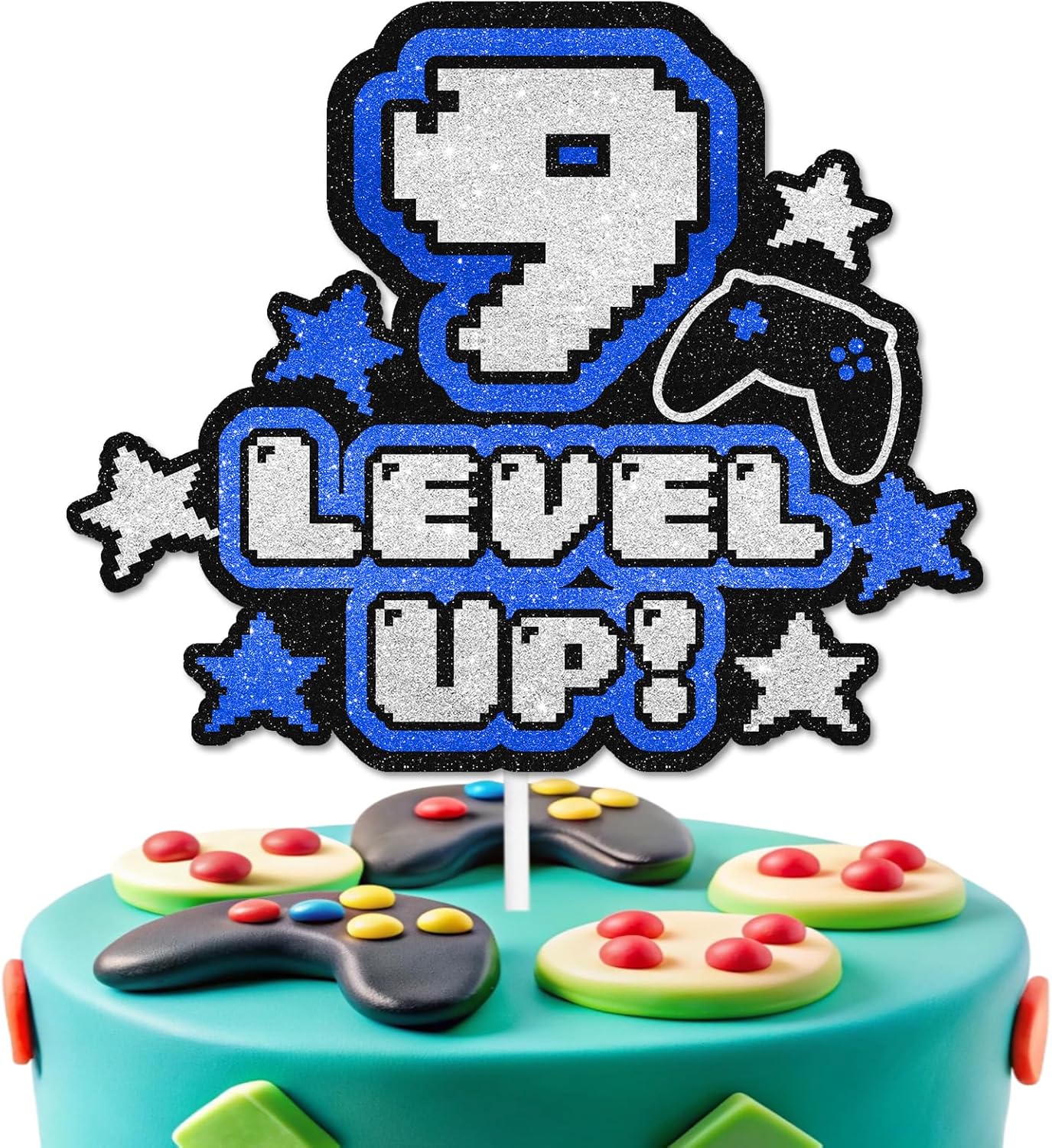 Amazon.com: Game Cake Topper 9th Level Happy Birthday Game Controller ...