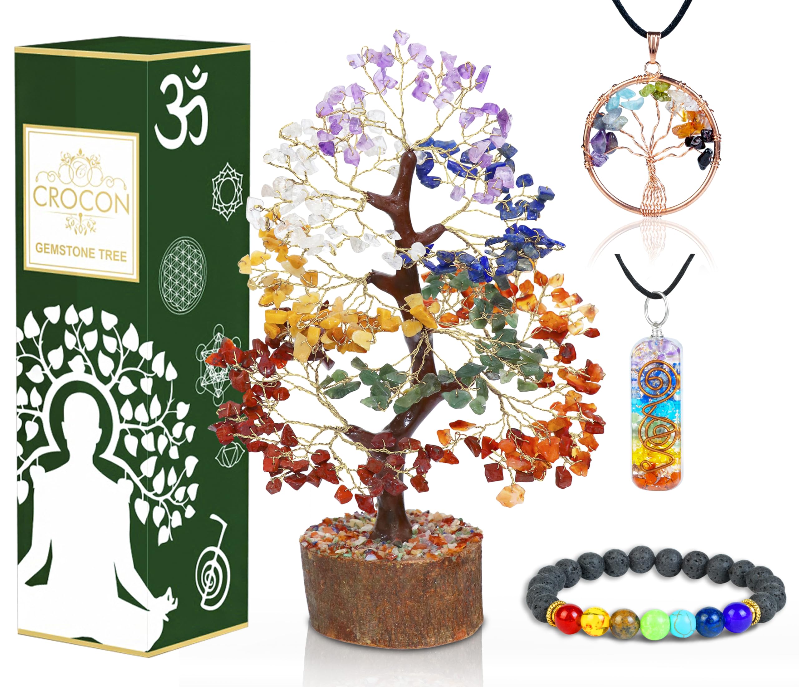 Buy Seven Chakra Tree of Life - Crystal Tree for Positive Energy - Tree ...