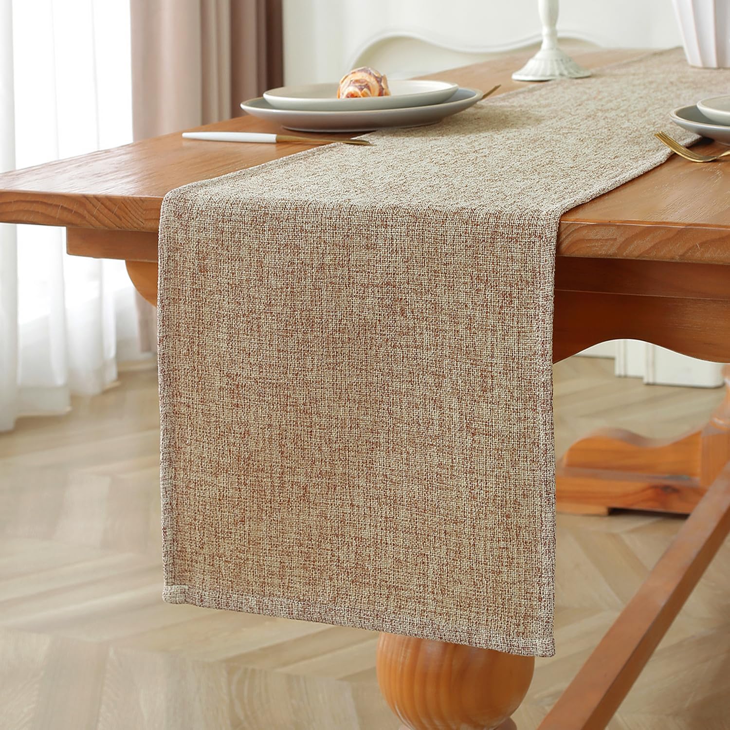 Amazon.com: Homaxy Cotton Linen Table Runner, Cream Table Runners 72 ...