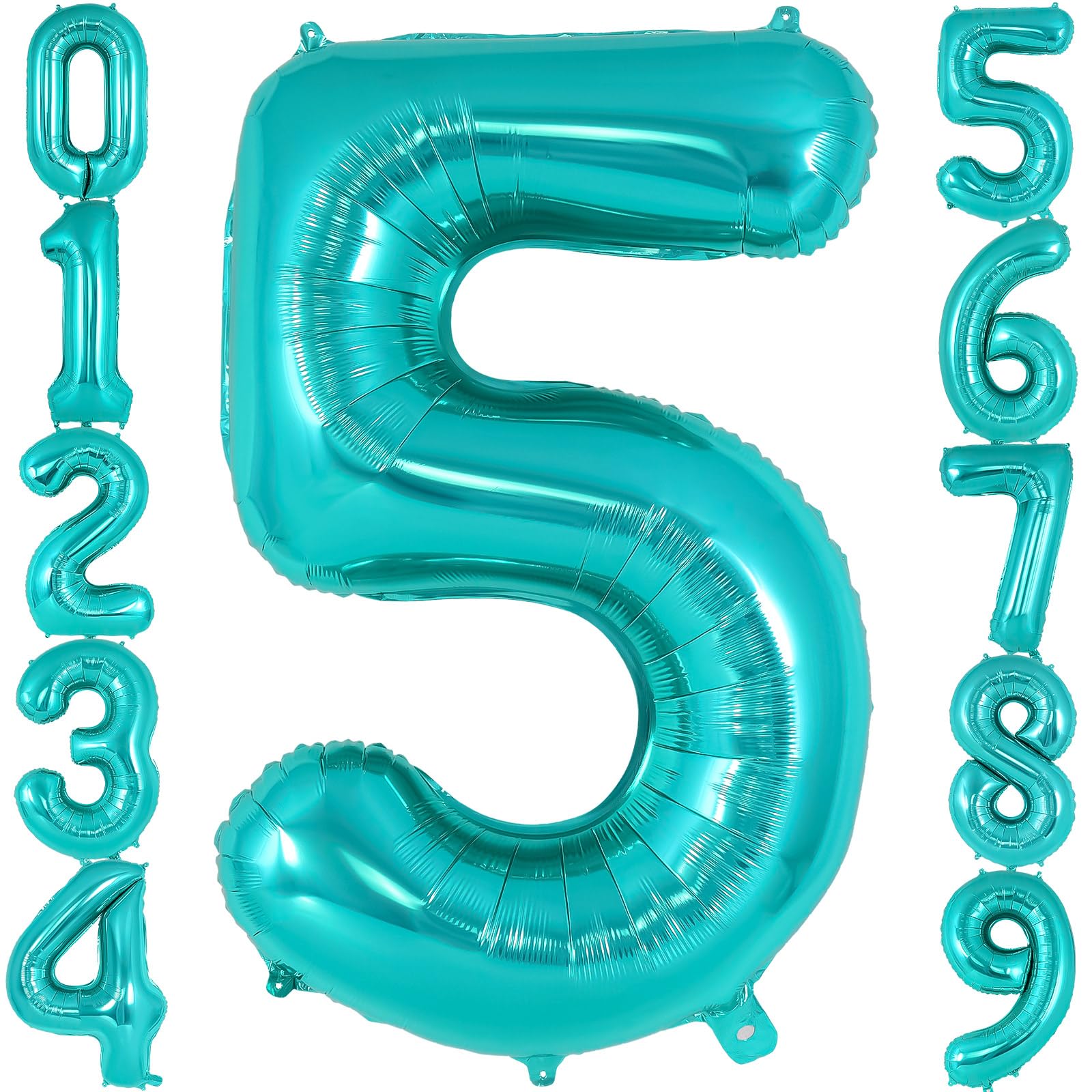 Amazon.com: Teal Blue Number 5 Balloon, 40 Inch Big Large Foil Helium ...
