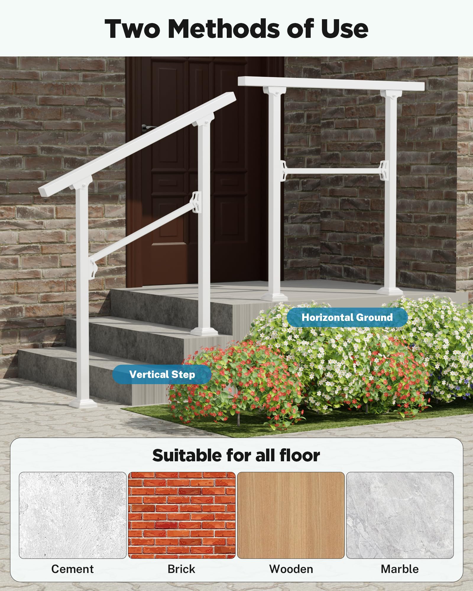 Snapklik.com : Titeck Hand Rails For Outdoor Steps, 4 Step Handrail ...